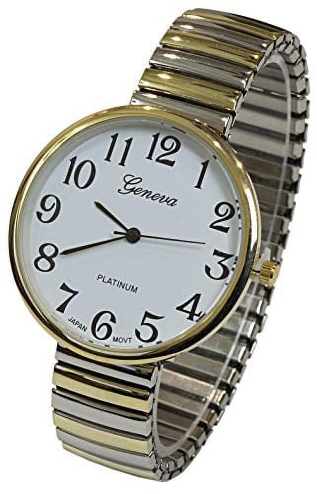 Super Large Face Easy to Read Two-Tone Stretch Band Watch - Walmart.com
