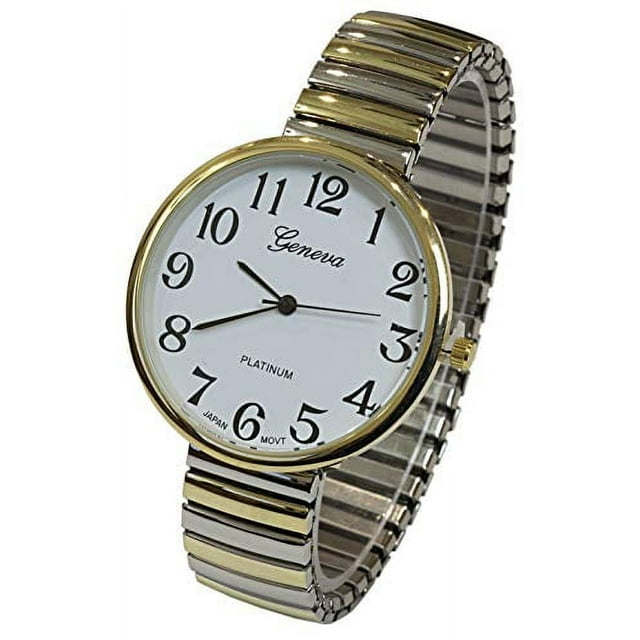 Super Large Face Easy to Read Two-Tone Stretch Band Watch - Walmart.com