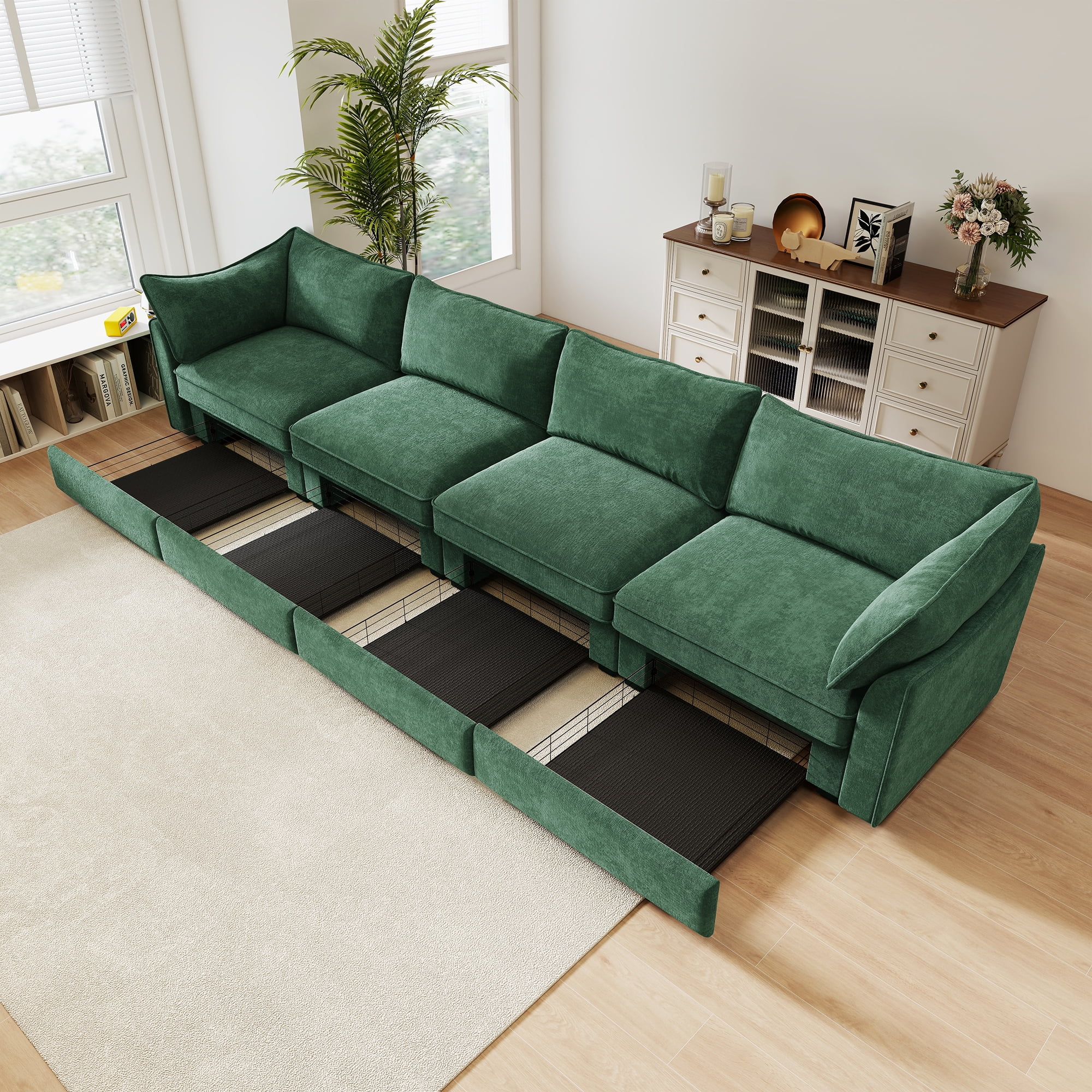 Super Large Wide and Deep Seat Sofa Couch for 4 Persons, 4 Seater Sofa ...