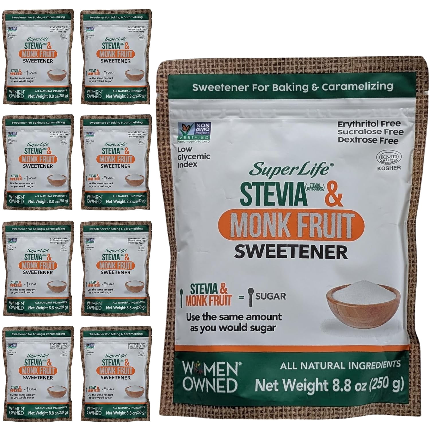 Super Life Stevia & Monk Fruit Sweetener - Low Glycemic Index ...