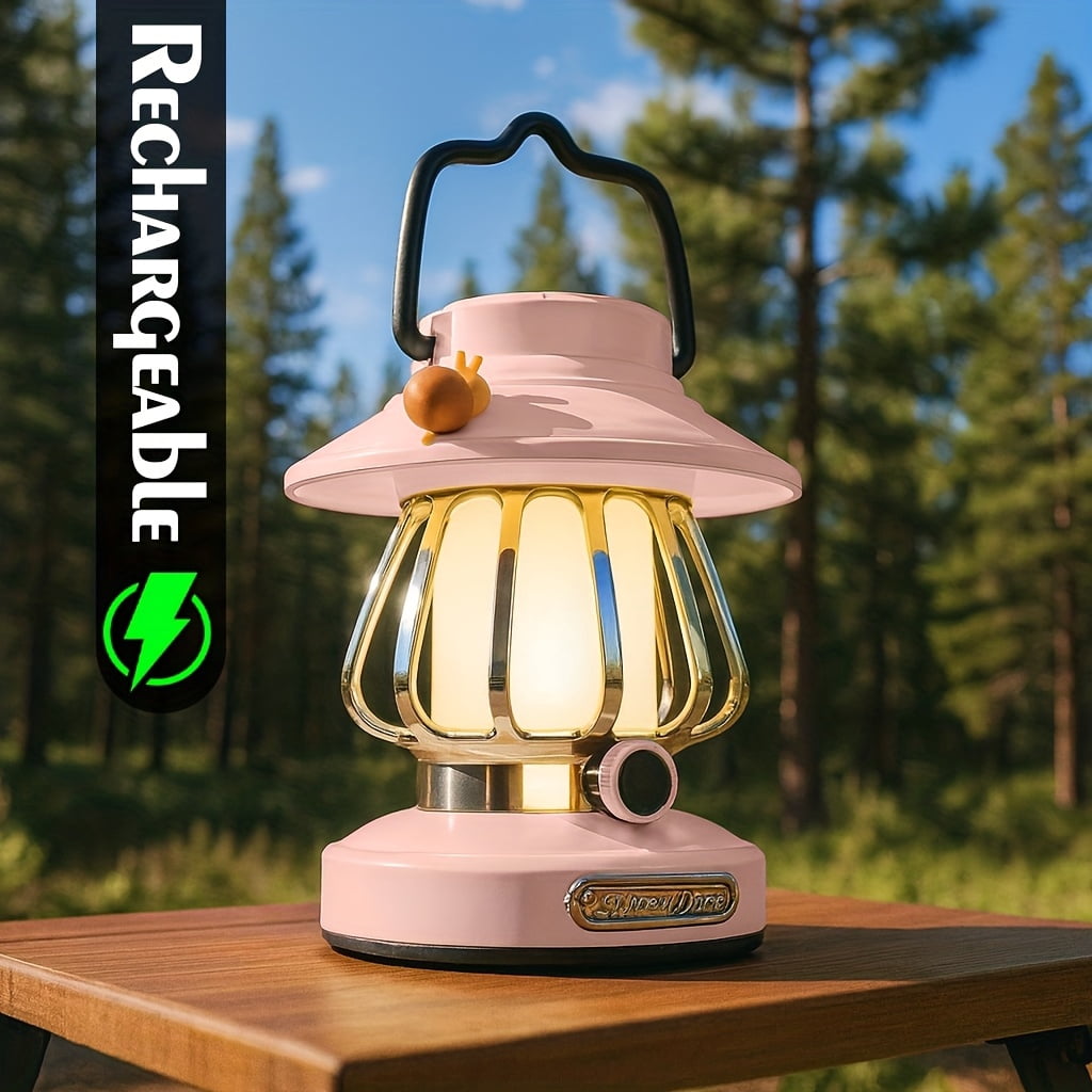 Super Long Battery LED Camping Lamp, Rechargeable, 3-Color Dimming ...