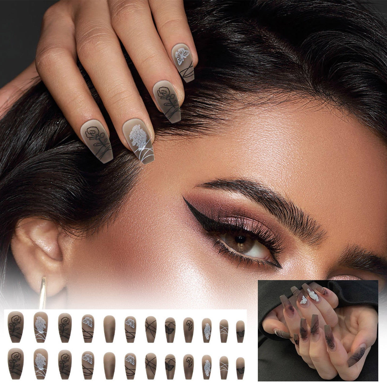 Super Long Pressing Nails Nails With Stickers X Long Nail Tips Coffin