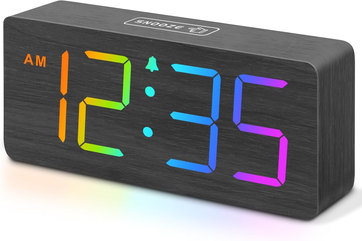 Super Loud Alarm Clock for Heavy Sleepers Adults - RGB Wooden Digital ...