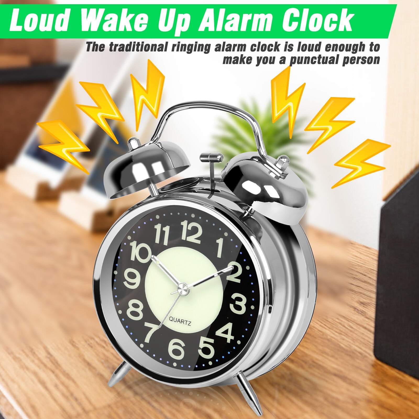 Super Loud Alarm Clock for Heavy Sleepers Adults,Twin Bell Retro 4 Inch ...