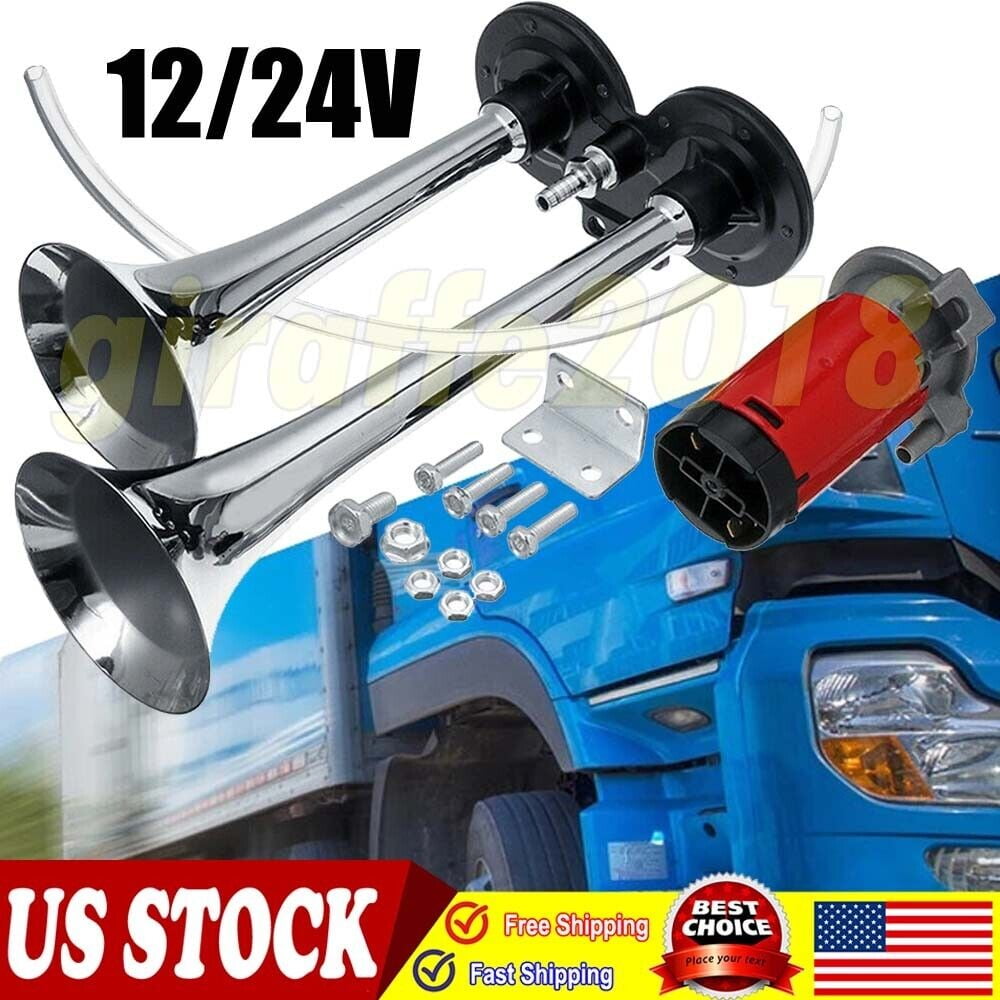 Super Loud Car Electric Horn 1000DB 12V Dual Trumpets Truck Boat Train ...