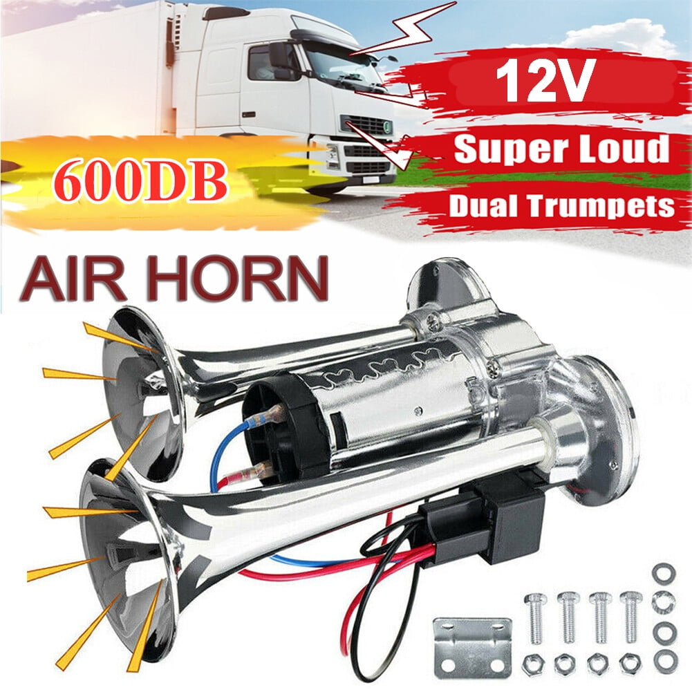Super Loud Car Electric Horn 600DB 12V Dual Trumpets Truck Boat Train ...