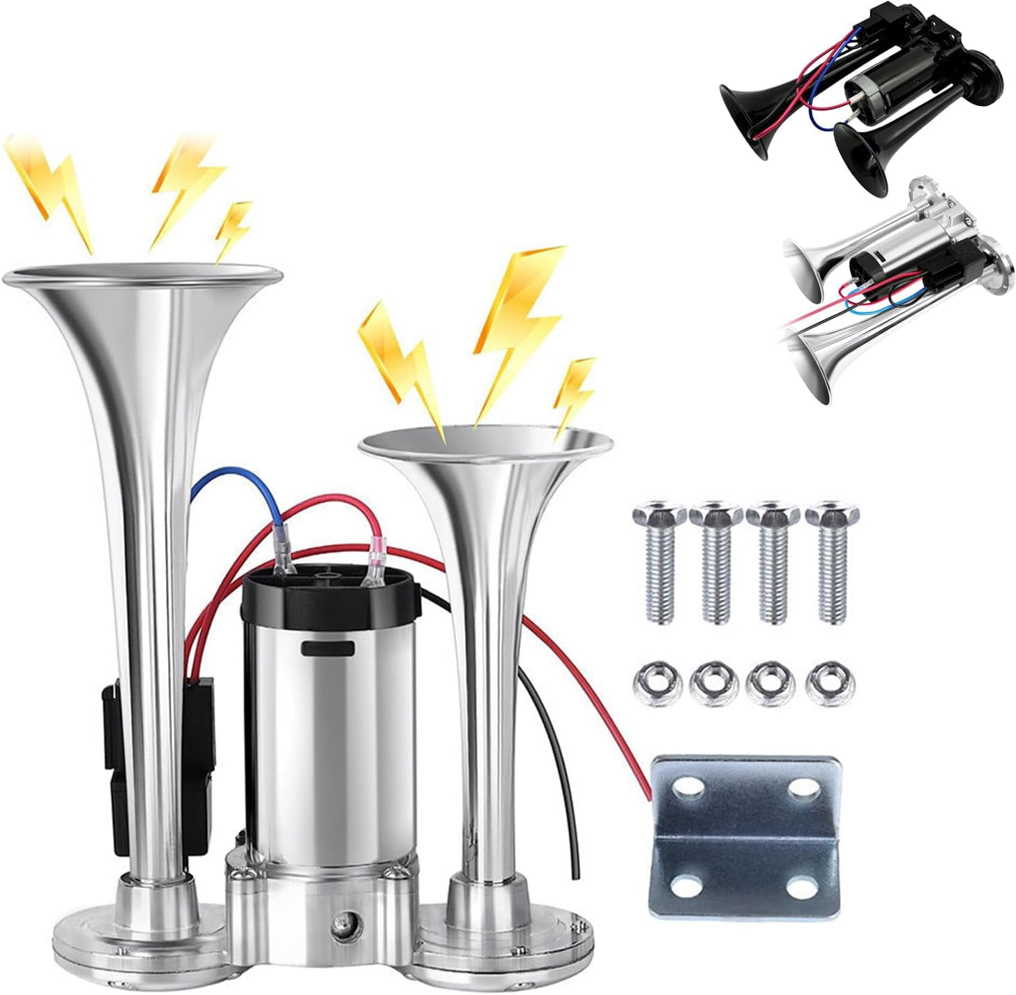 Super Loud Dual Electric Train Horns Kit Air-150DB Air Train Horn Kit ...
