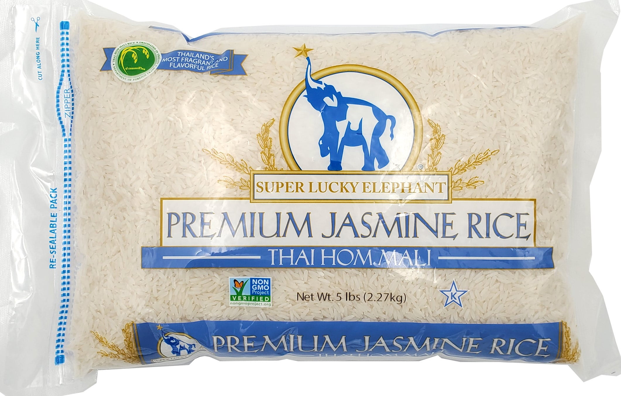 Super Lucky Elephant Thai Hom Mali Jasmine Rice, 5 lb - Walmart.com