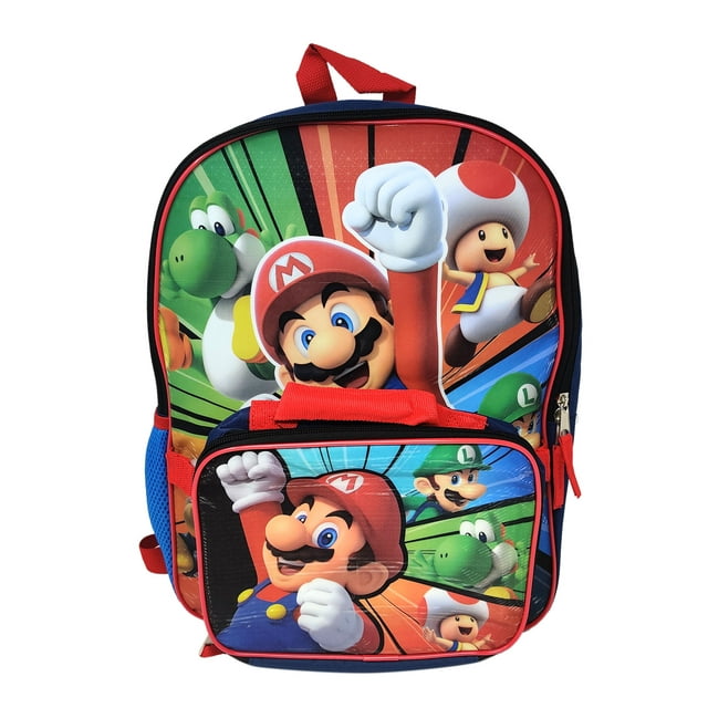 Nintendo Super Mario Kids School Backpack with Detachable Yoshi Lunch ...