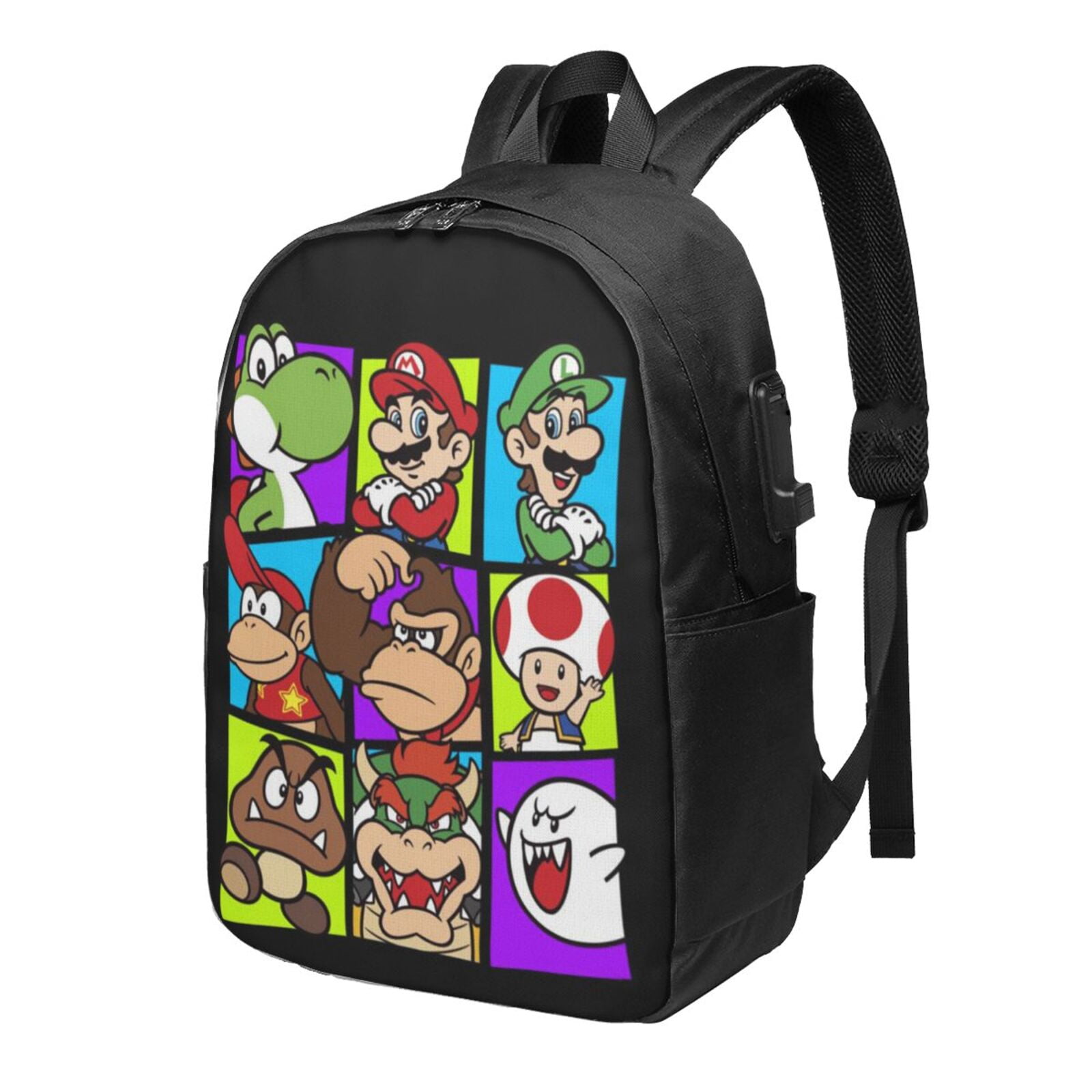Super Mario 17 Inch Laptop Backpack With Usb Charging Port Travel Bags ...