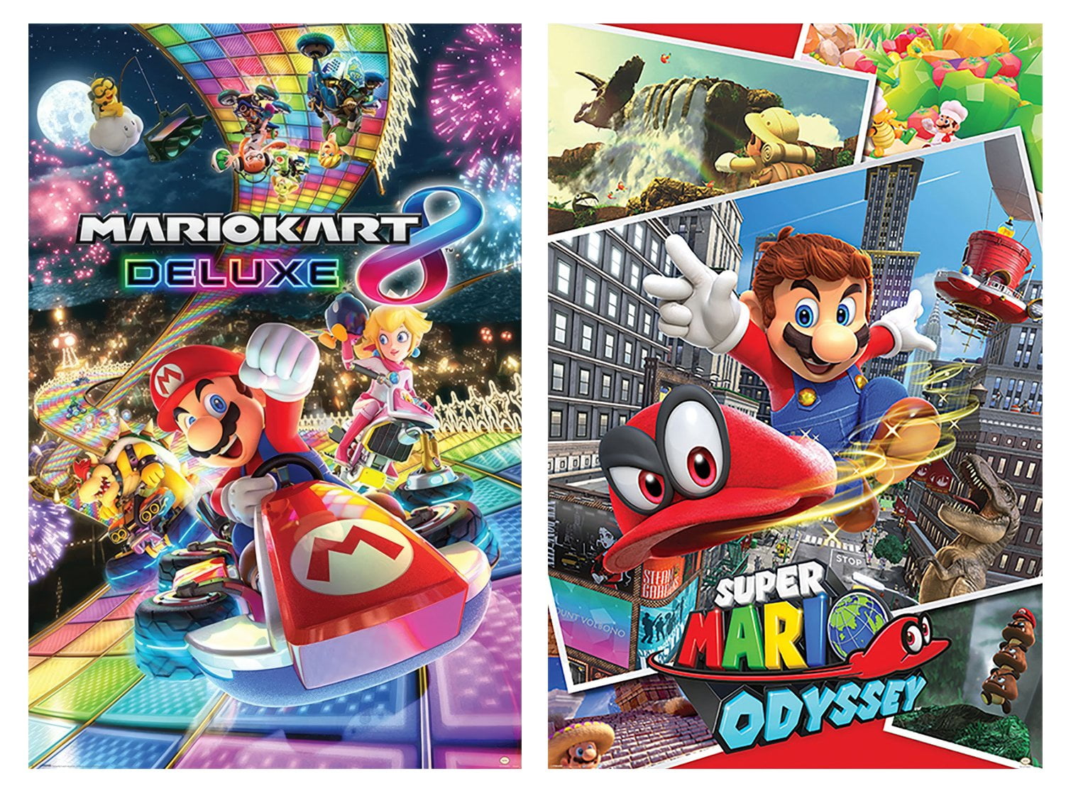 Super Mario - 2 Piece Gaming Poster Set (Mario Kart 8 & Odyssey) (Size ...