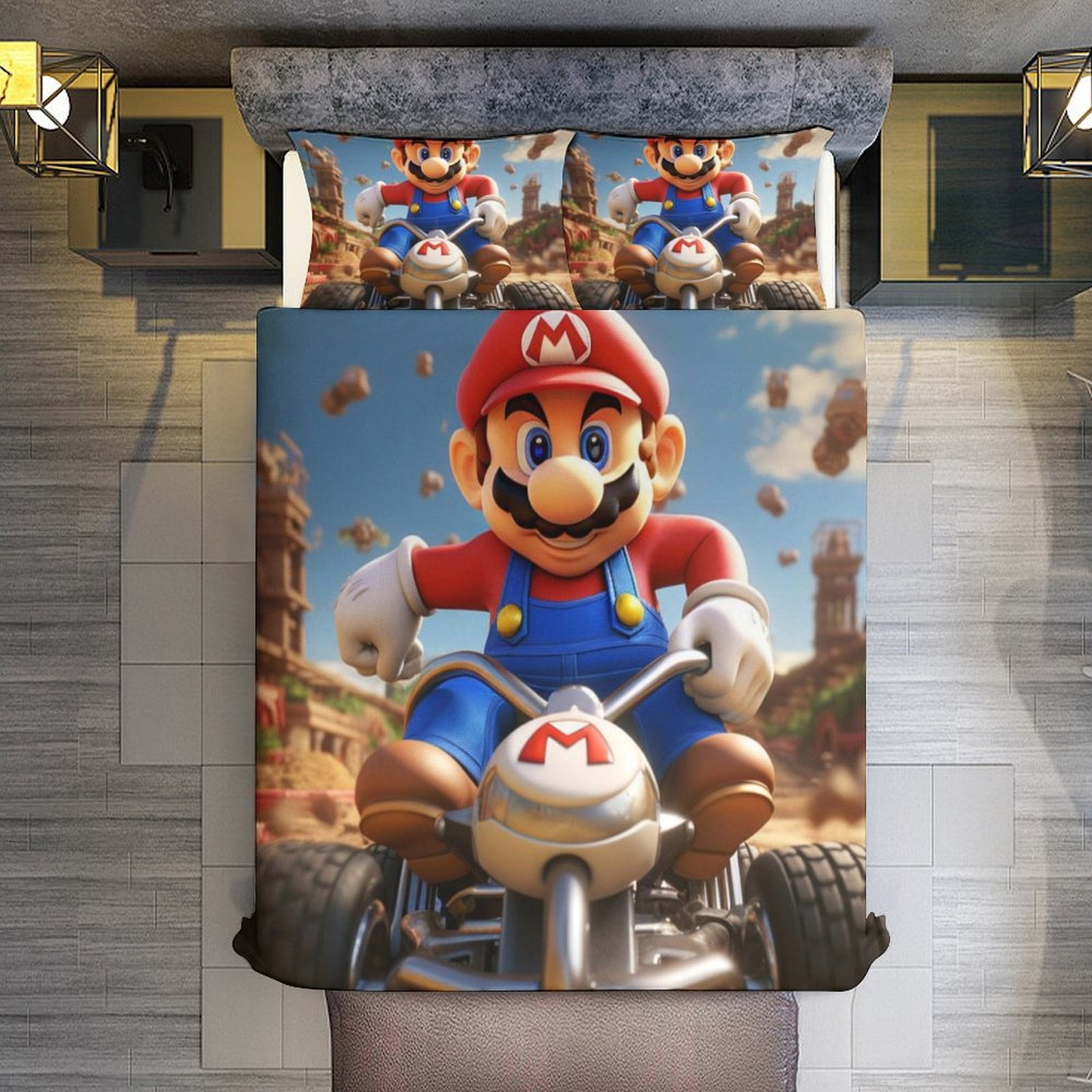 Super Mario 3-Piece Bedding Sets, Comforter Set (1 Quilt Cover + 2 ...