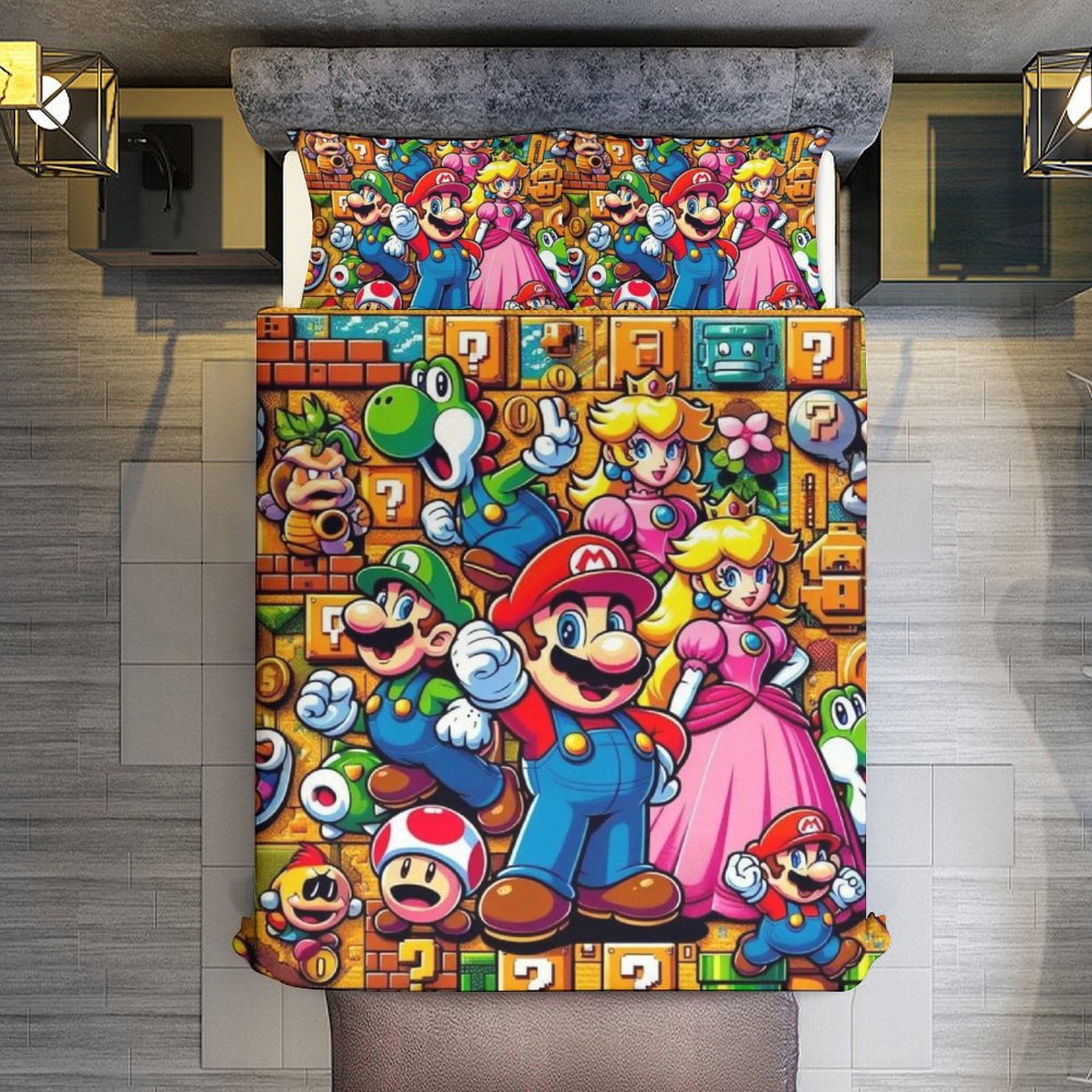 Super Mario 3-Piece Bedding Sets, Comforter Set (1 Quilt Cover + 2 ...