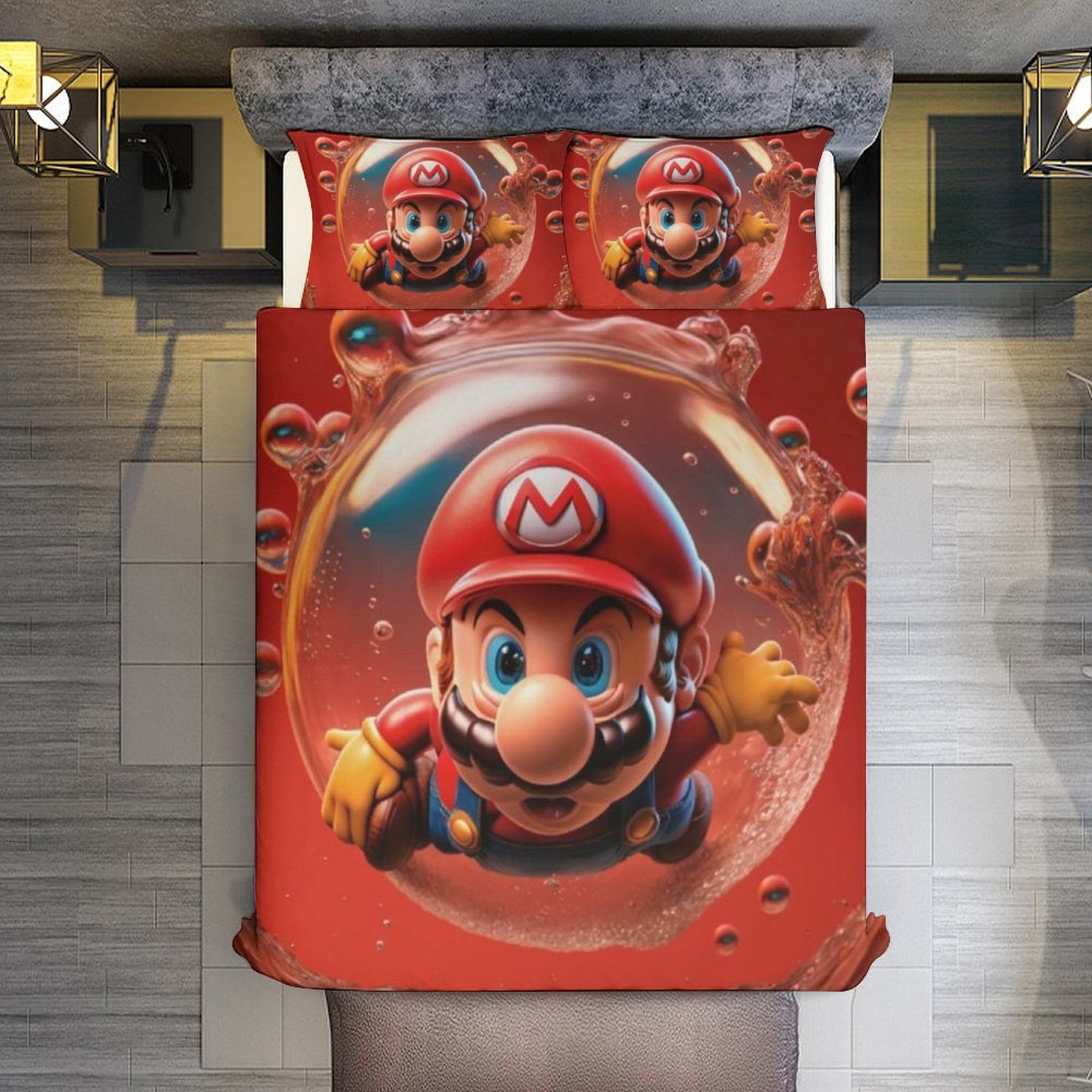 Super Mario 3-Piece Bedding Sets, Comforter Set (1 Quilt Cover + 2 ...