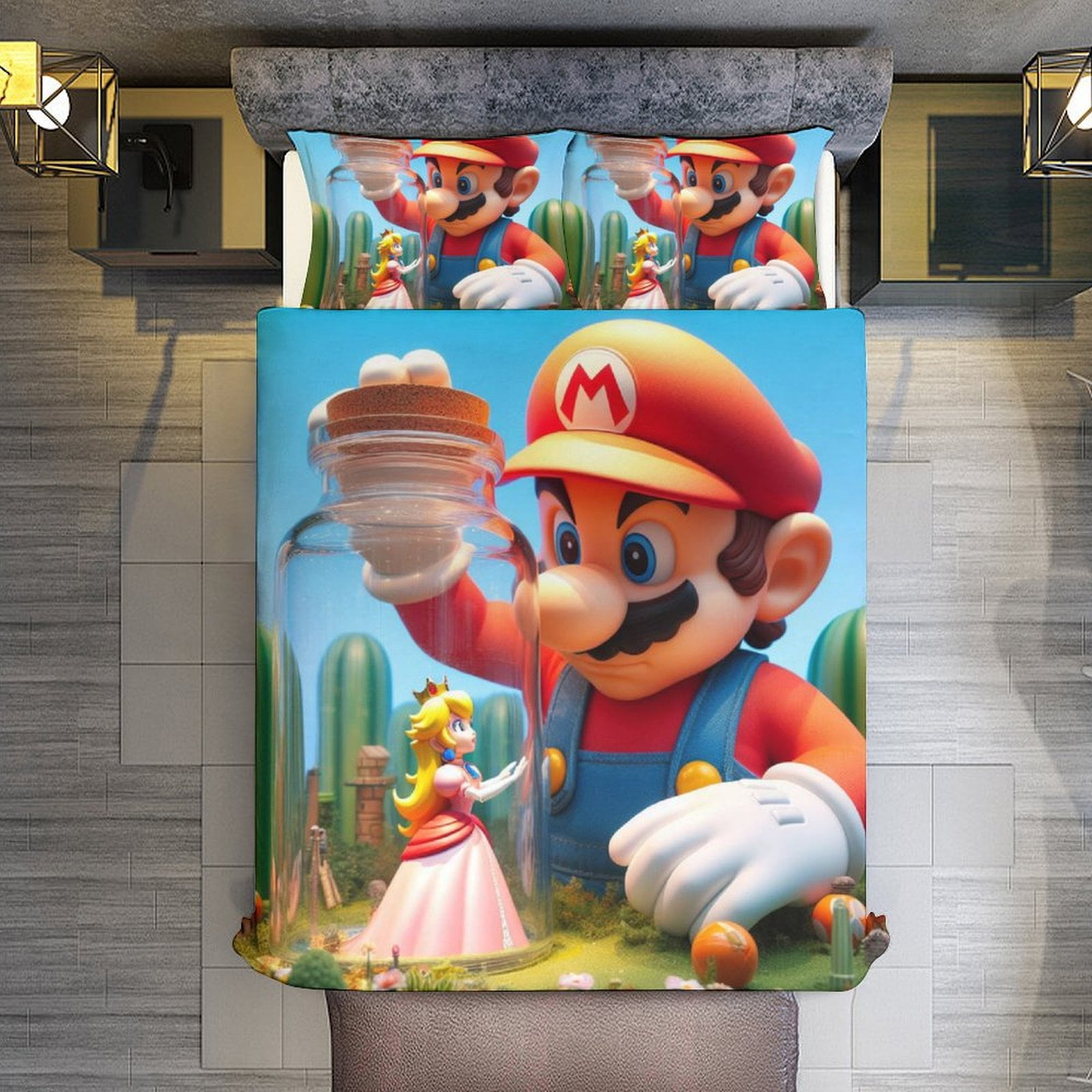 Super Mario 3-Piece Bedding Sets, Comforter Set (1 Quilt Cover + 2 ...