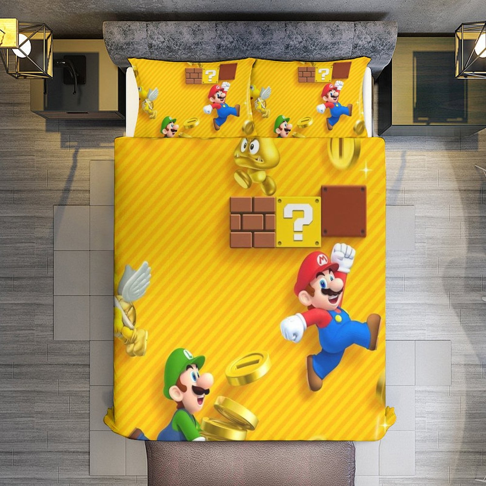 Super Mario 3-Piece Bedding Sets, Comforter Set (1 Quilt Cover + 2 ...