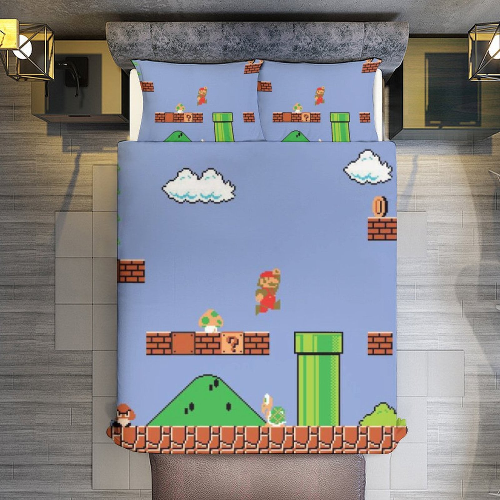 Super Mario 3-Piece Bedding Sets, Comforter Set (1 Quilt Cover + 2 ...