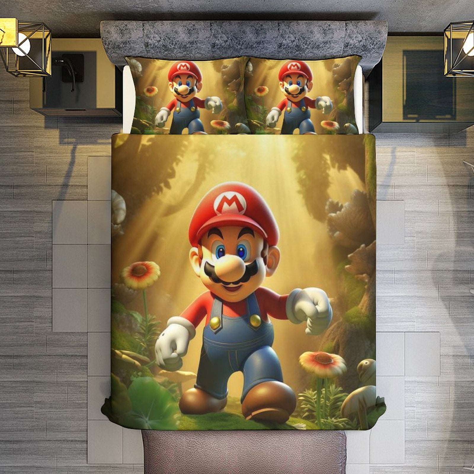 Super Mario 3-Piece Bedding Sets, Comforter Set (1 Quilt Cover + 2 ...