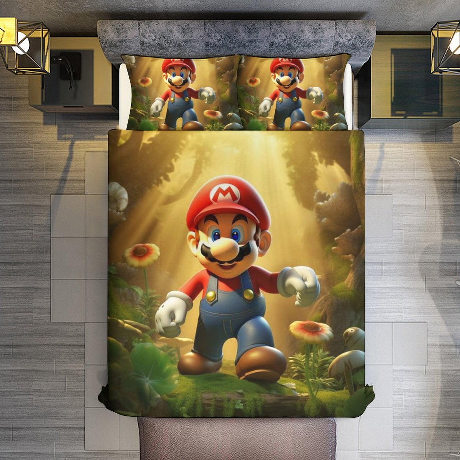 Super Mario 3-Piece Bedding Sets, Comforter Set (1 Quilt Cover + 2 ...