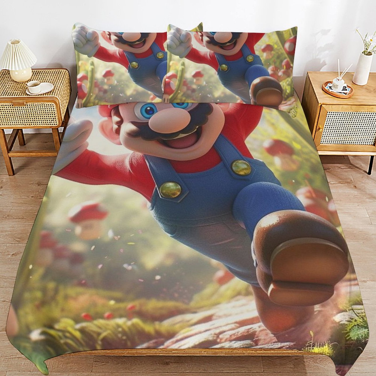 Super Mario 3-Piece Comforter Set for Bedroom, Super Mario Bedding Set ...
