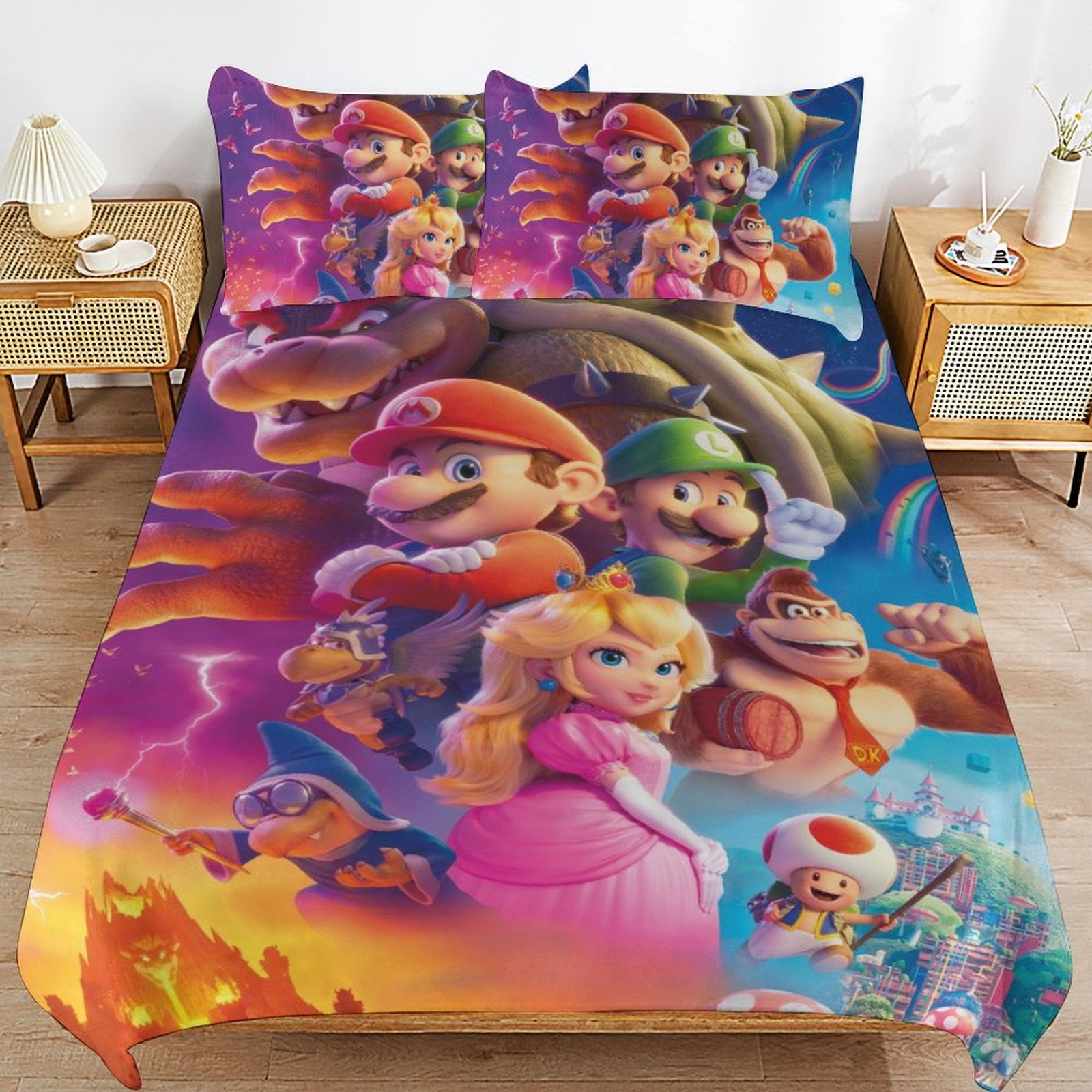 Super Mario 3-Piece Comforter Set for Bedroom, Super Mario Bedding Set ...