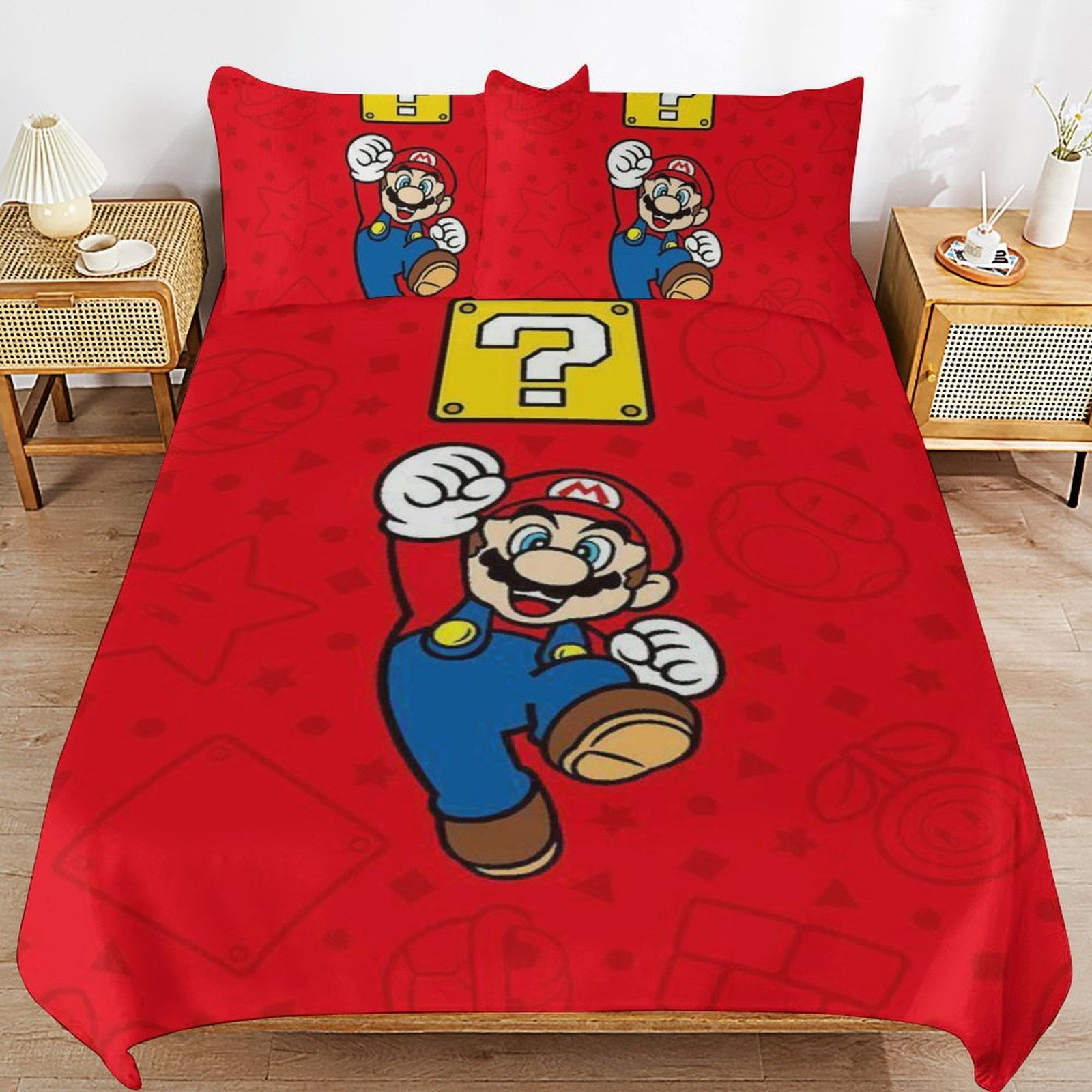 Super Mario 3-Piece Comforter Set for Bedroom, Super Mario Bedding Set ...