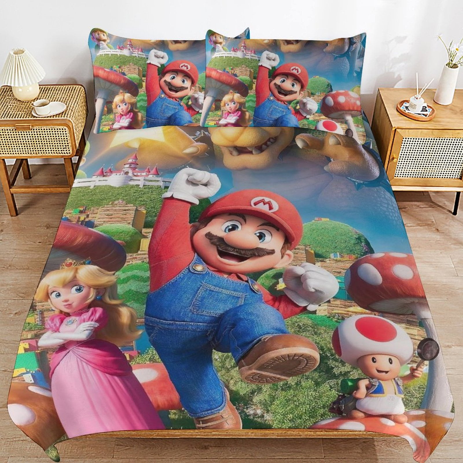 Super Mario 3-Piece Comforter Set for Bedroom, Super Mario Bedding Set ...