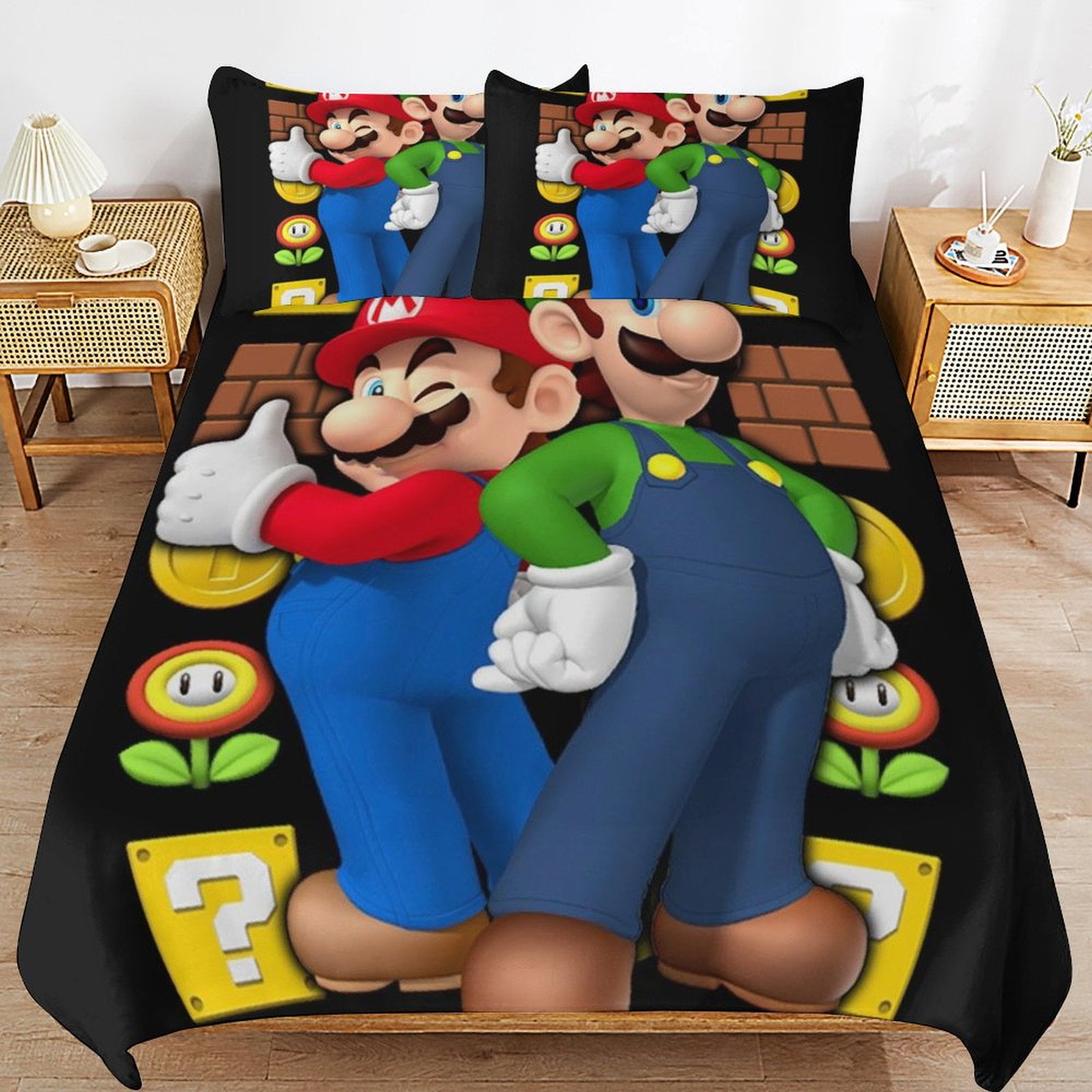 Super Mario 3-Piece Comforter Set for Bedroom, Super Mario Bedding Set ...