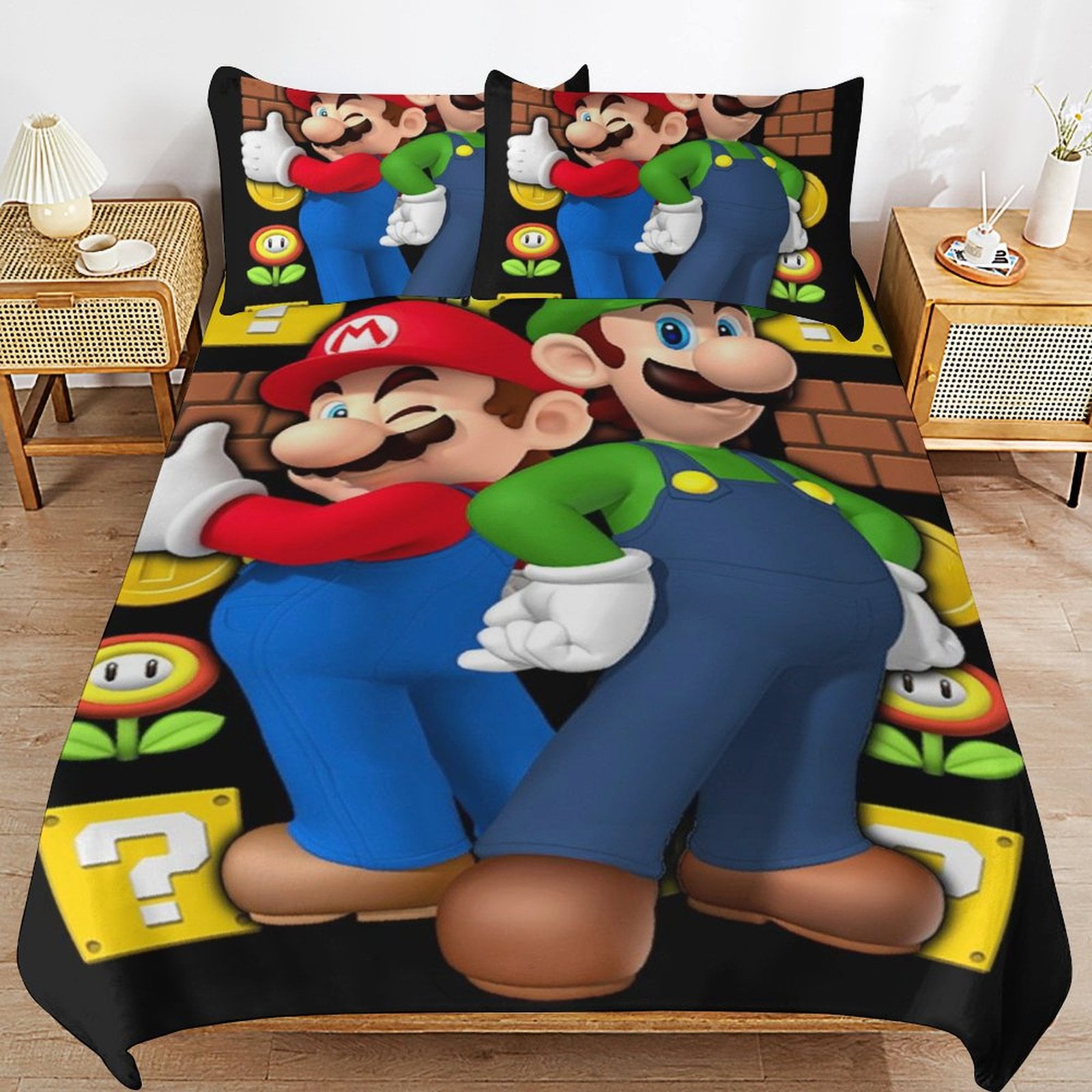 Super Mario 3-Piece Comforter Set for Bedroom, Super Mario Bedding Set ...