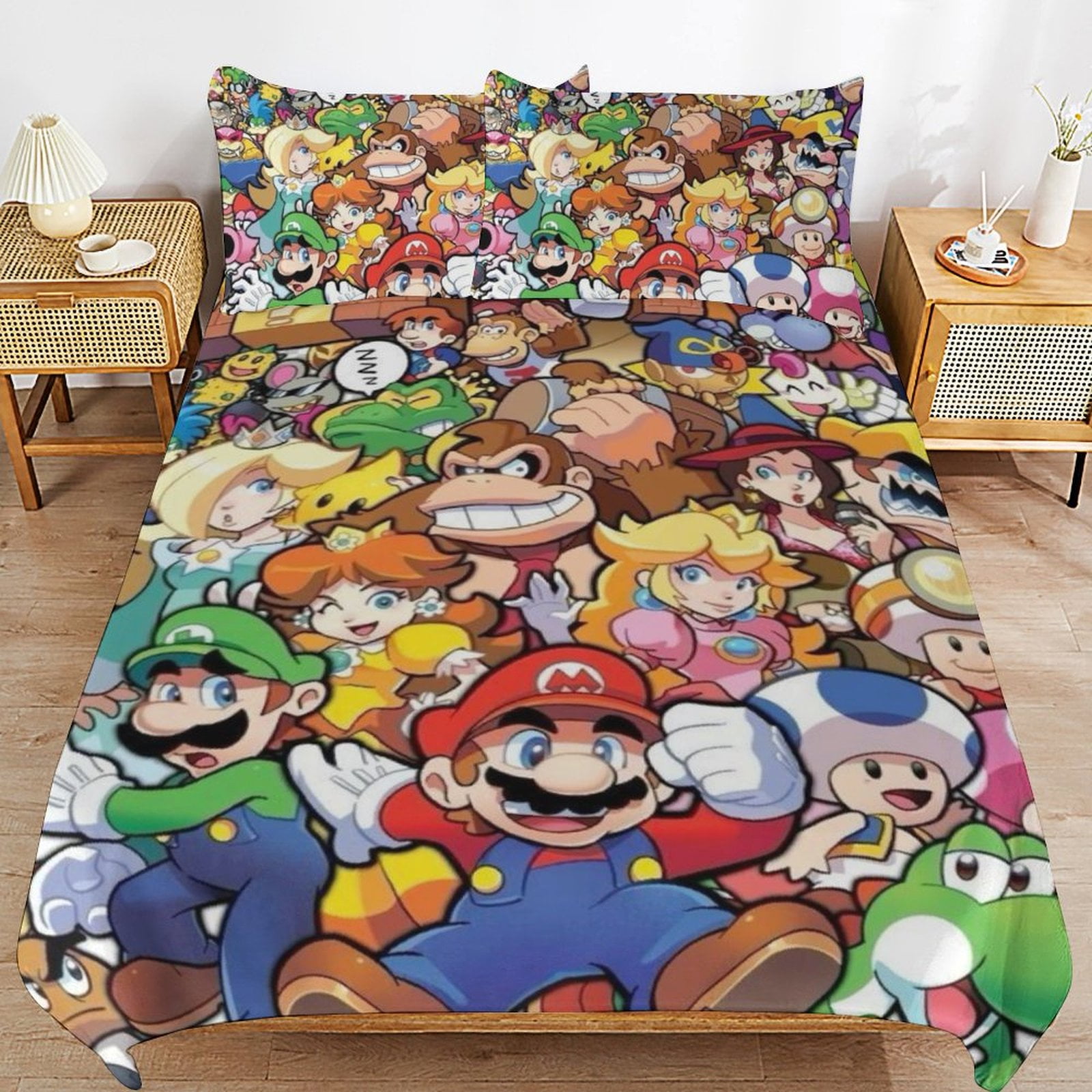 Super Mario 3-Piece Comforter Set for Bedroom, Super Mario Bedding Set ...