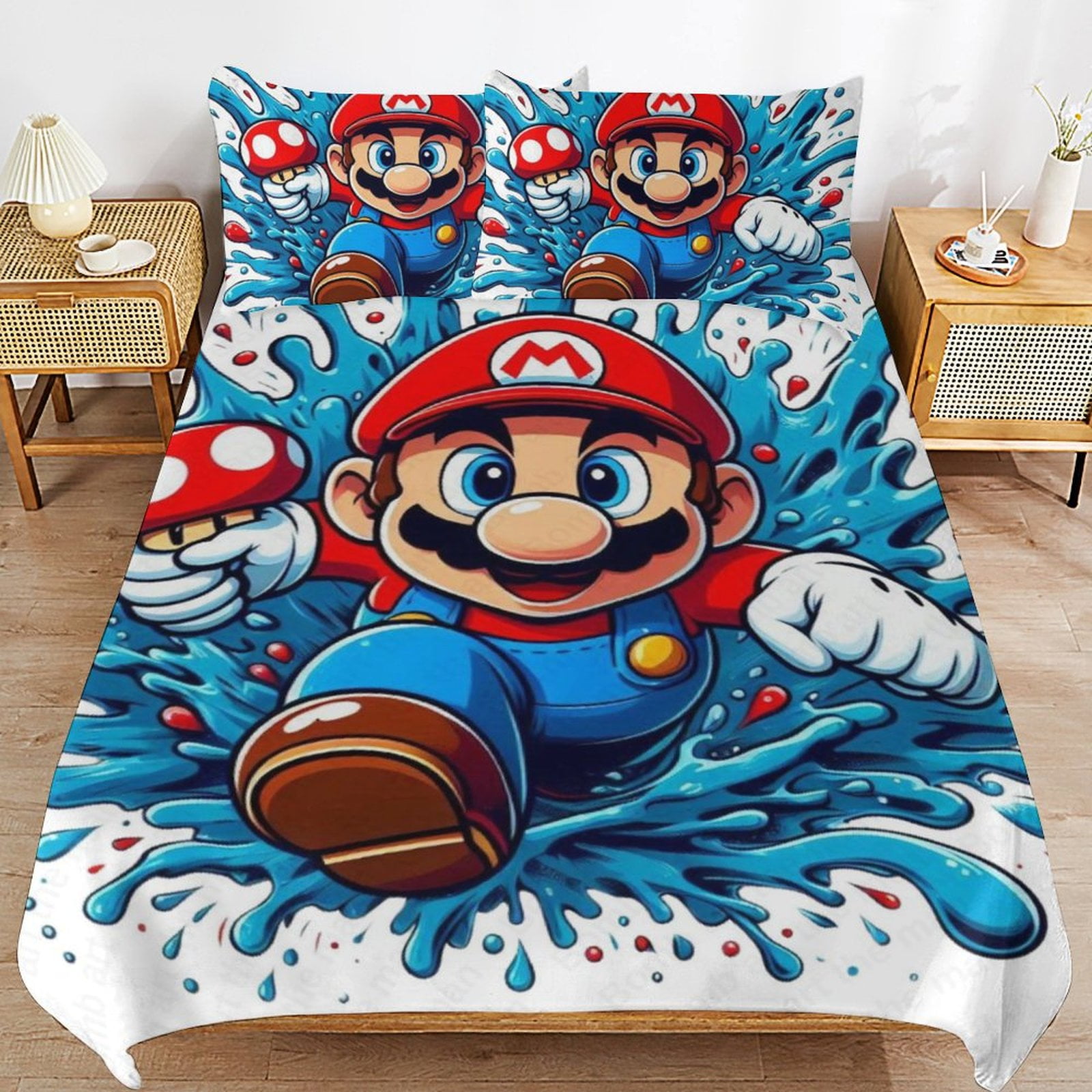 Super Mario 3-Piece Comforter Set for Bedroom, Super Mario Bedding Set ...