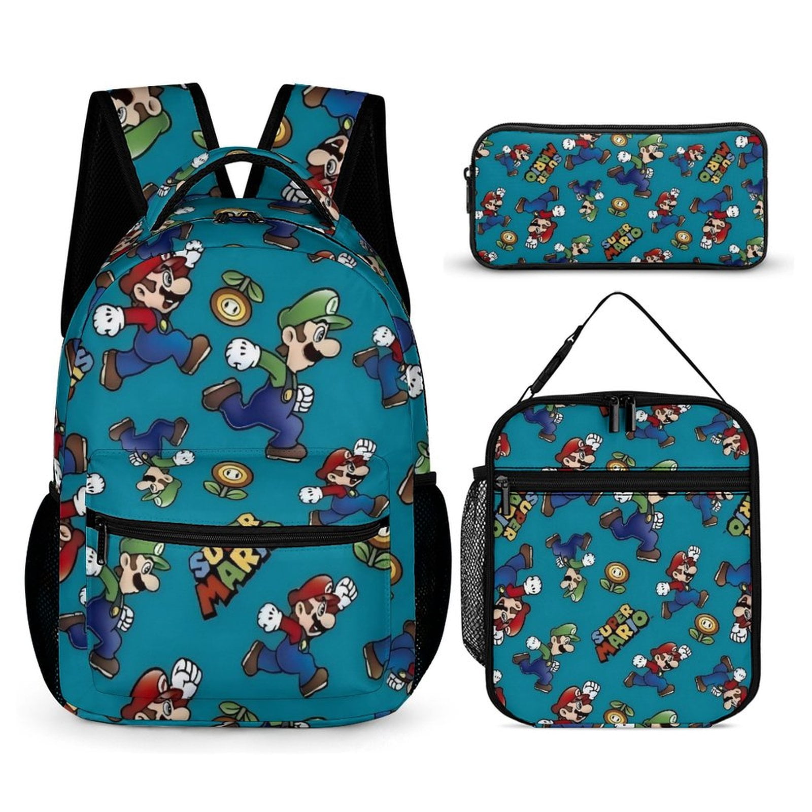 Super Mario 3-piece backpack set including lunch box lunch bag and ...