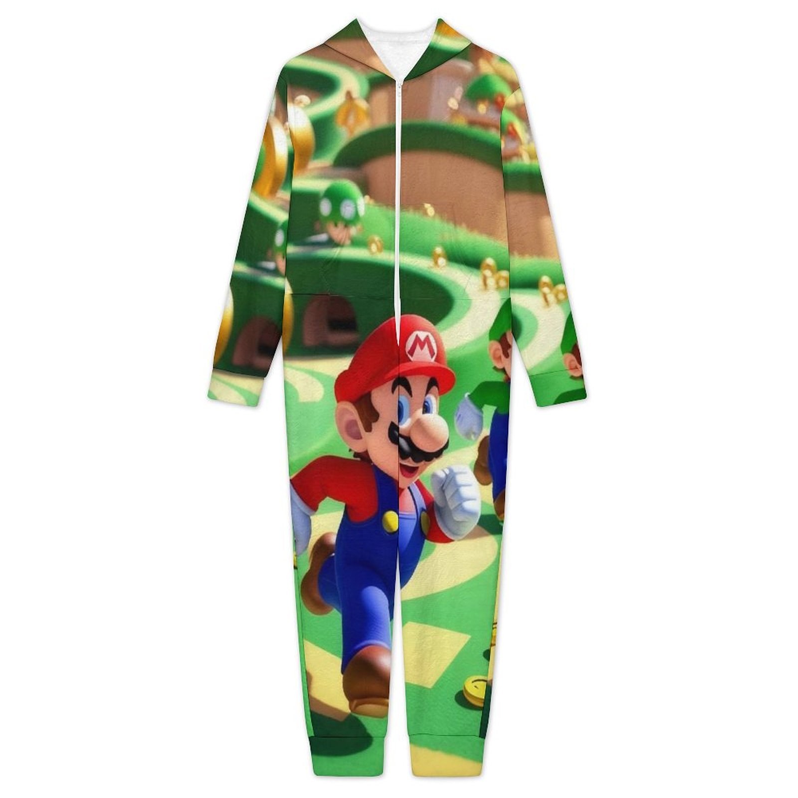 Super Mario (38) Kids Cartoon One-piece Pajamas Winter Warm Home ...