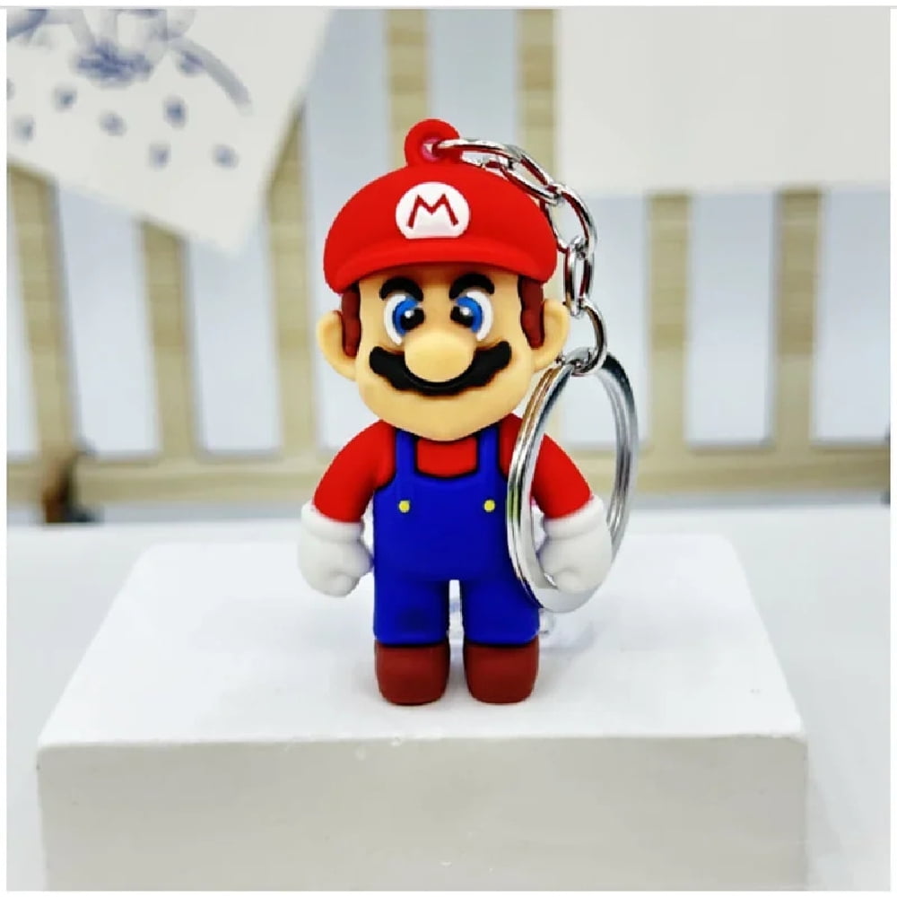 Super Mario 3D Cartoon Keychain Mario Bros Luigi Toad Yoshi Bowser ...
