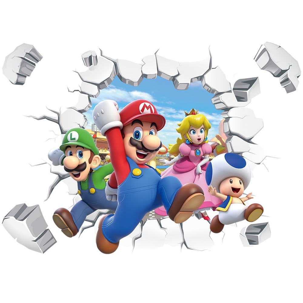 Super Mario 3D Wall Decals,Anime Cartoon Self-Adhesive Stickers ...