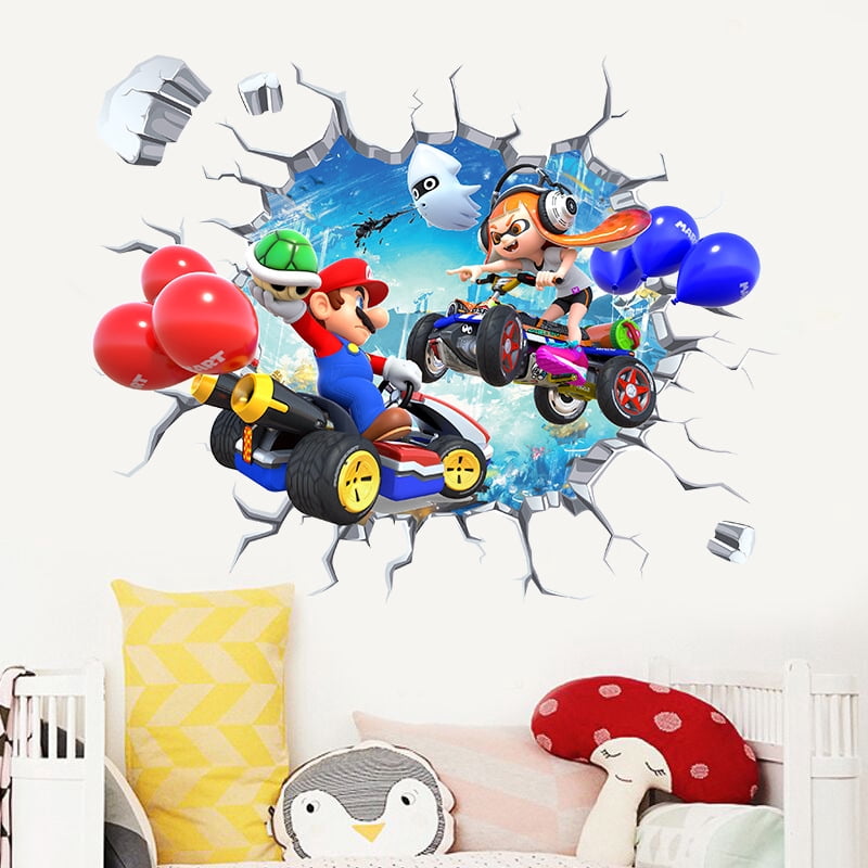 Super Mario 3D Wall Sticker Kids Wall Sticker Cartoon Paper Cartoon ...