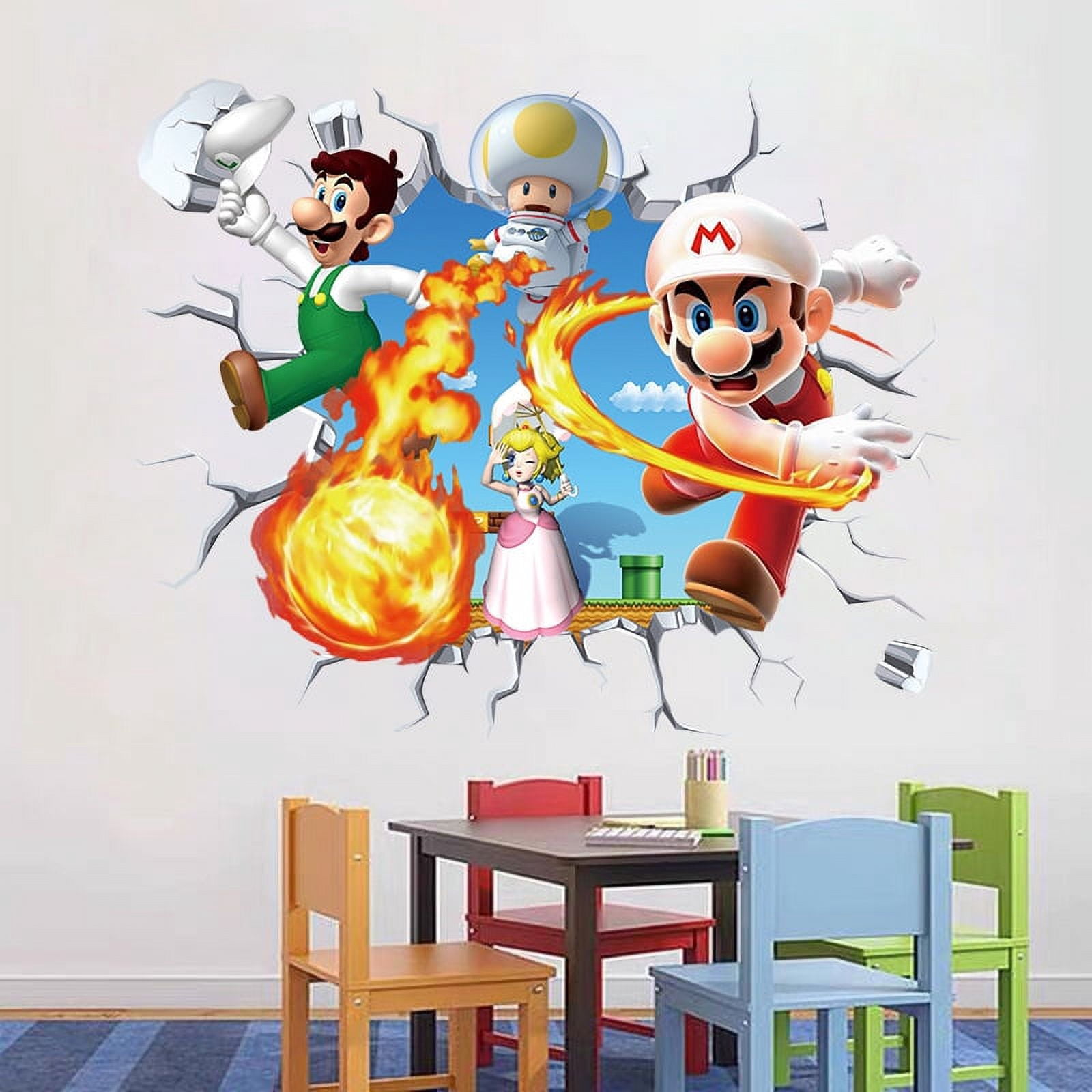 Super Mario 3D Wall Sticker Kids Wall Sticker Cartoon Paper Cartoon ...