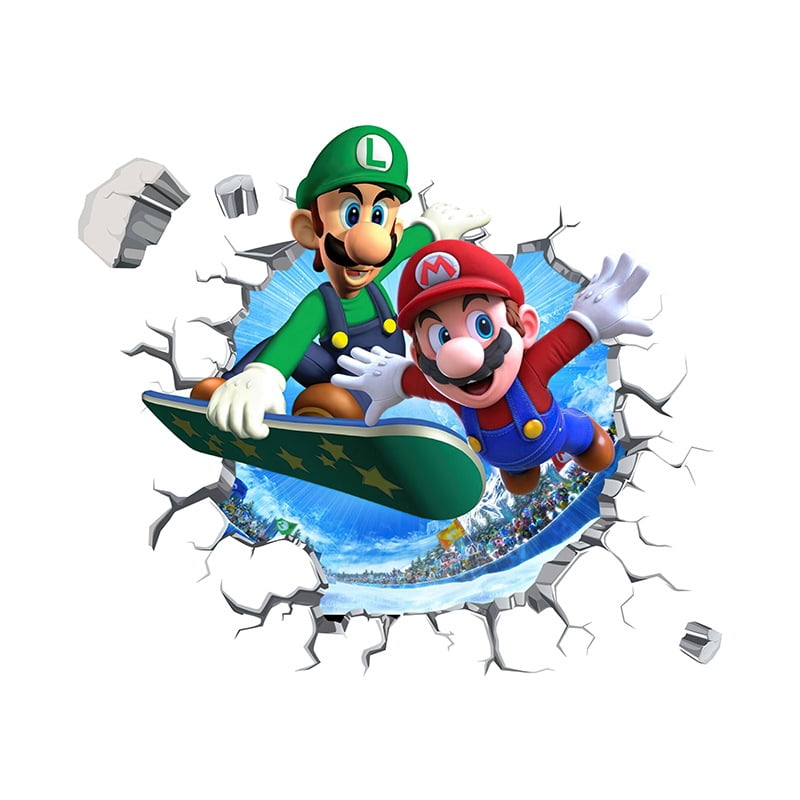 Super Mario 3D Wall Sticker Kids Wall Sticker Cartoon Paper Cartoon ...