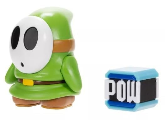 Super Mario 4 inch Green Shy Guy Action Figure with POW Block - Walmart.com