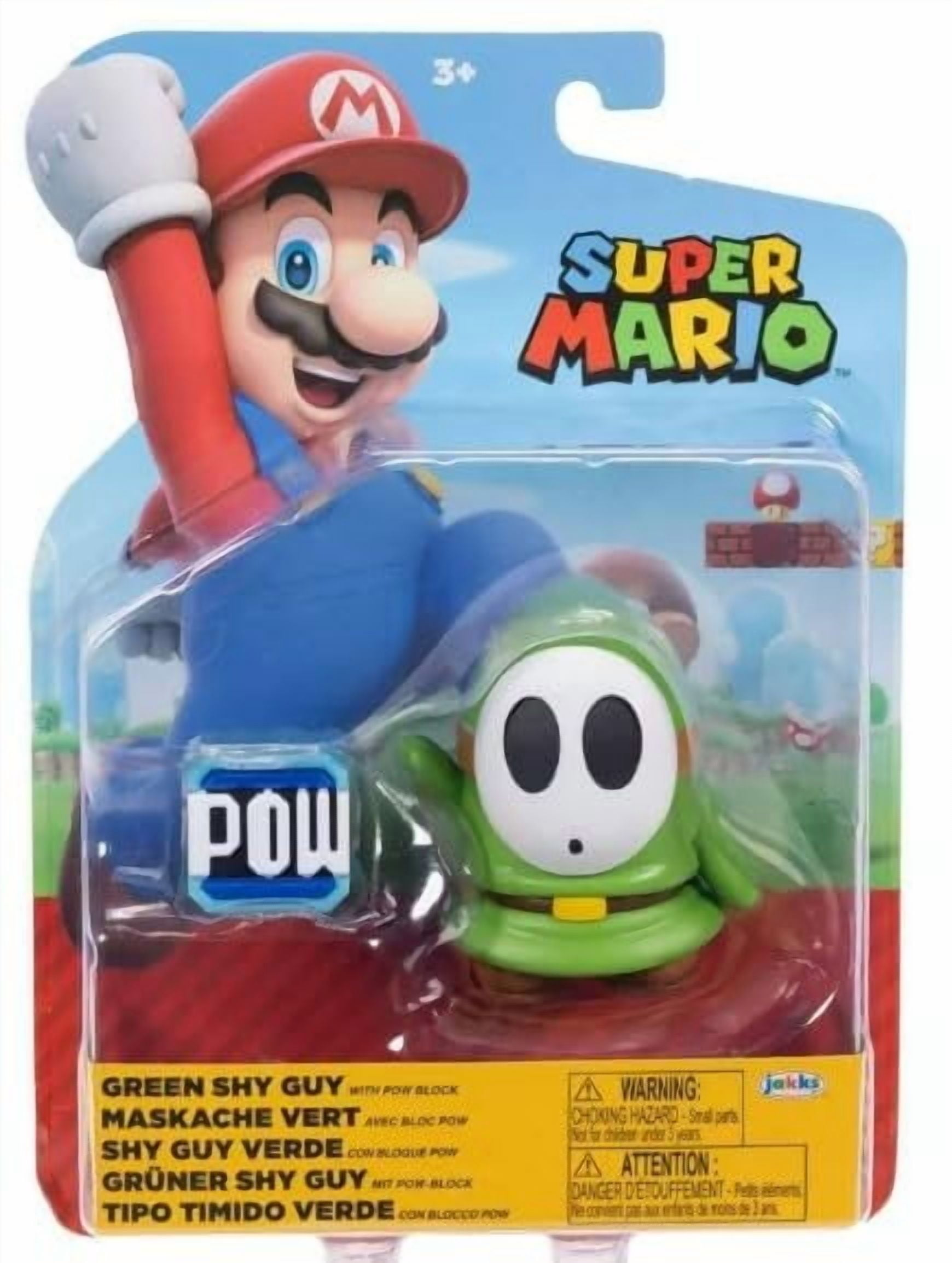 Super Mario 4 inch Green Shy Guy Action Figure with POW Block - Walmart.com