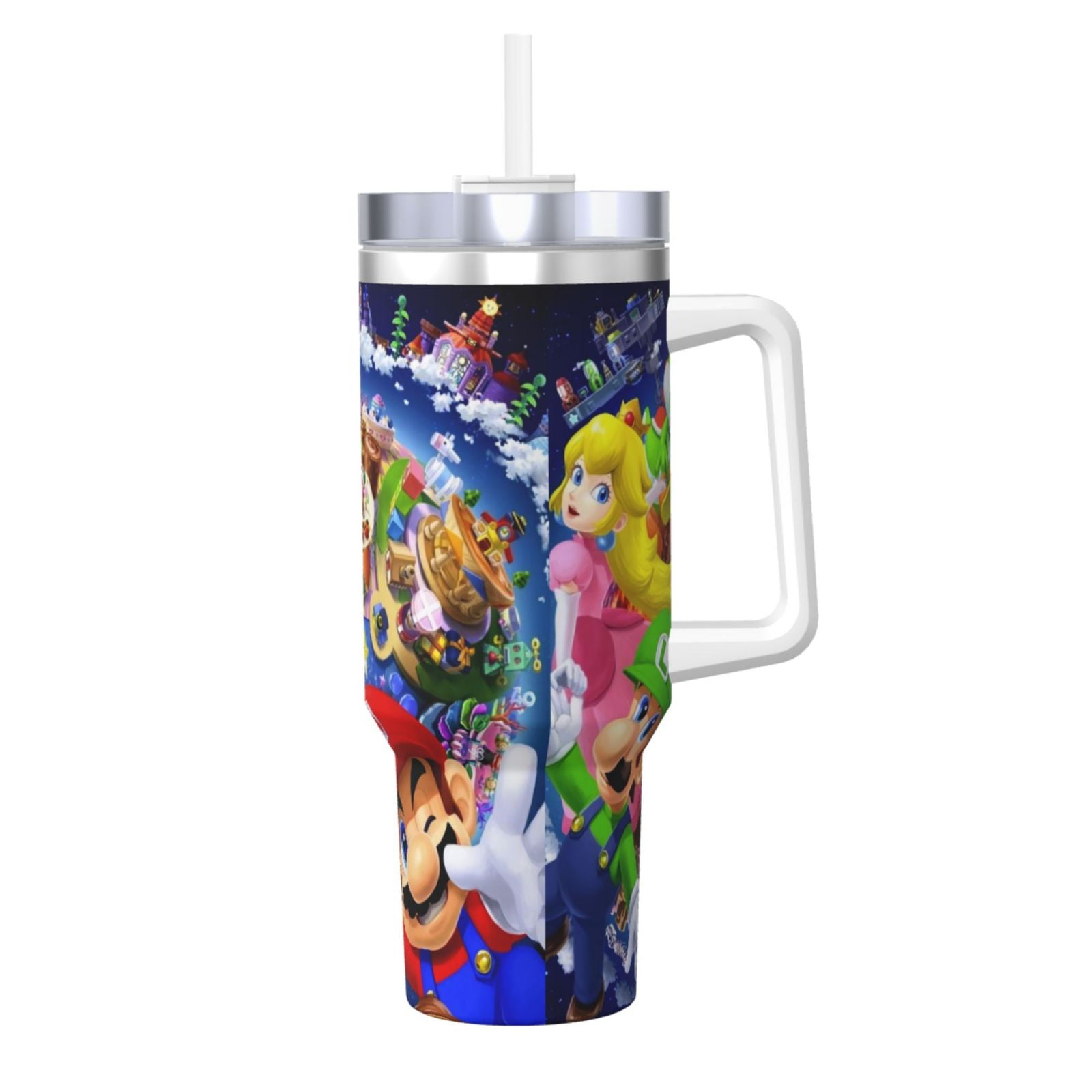 Super Mario 40oz Ice Bully With Handle Straw And Lid, Print Stainless ...