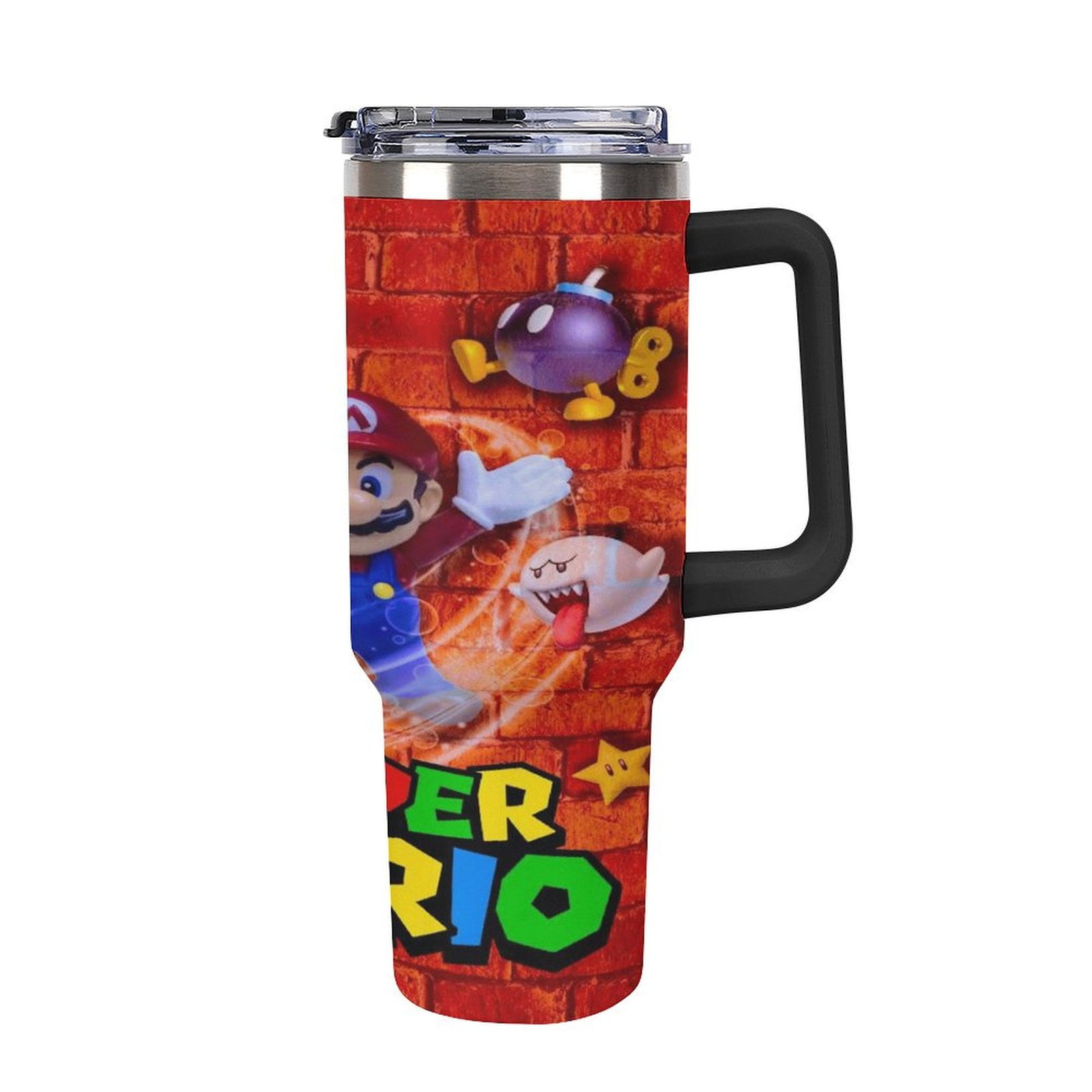 Super Mario 40oz Tumbler with Handle and Straw Lid Vacuum Insulated ...