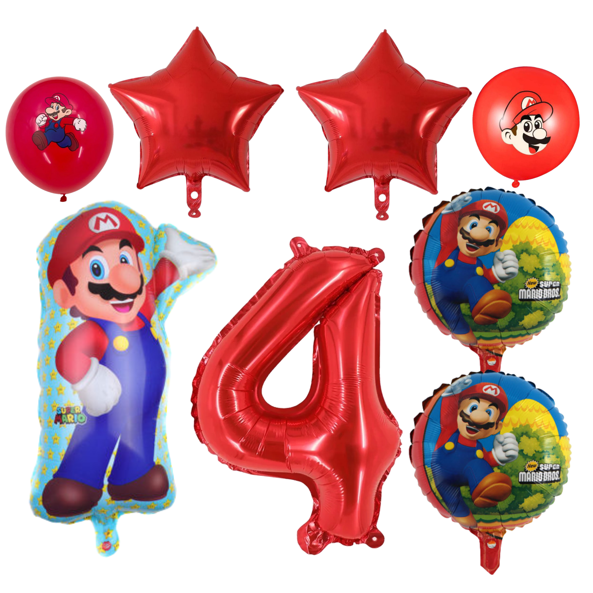 Super Mario 4th Birthday Party Balloons Set Red 7pc balloons - Walmart.com