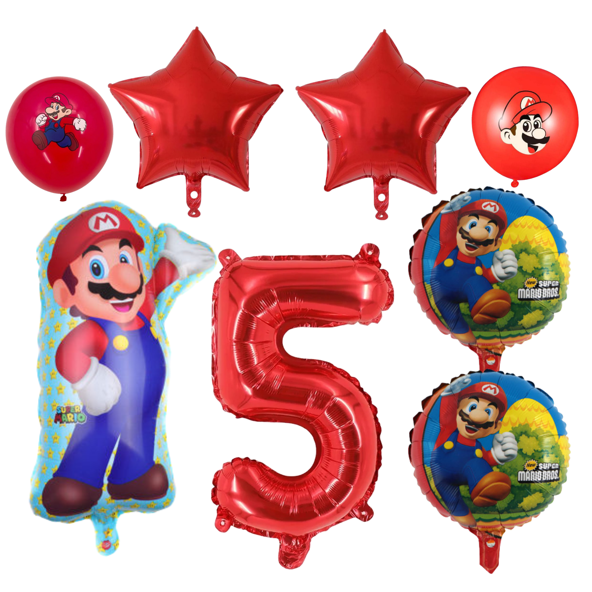 Super Mario 5th Birthday Party Balloons Set Red Blue balloons - Walmart.com