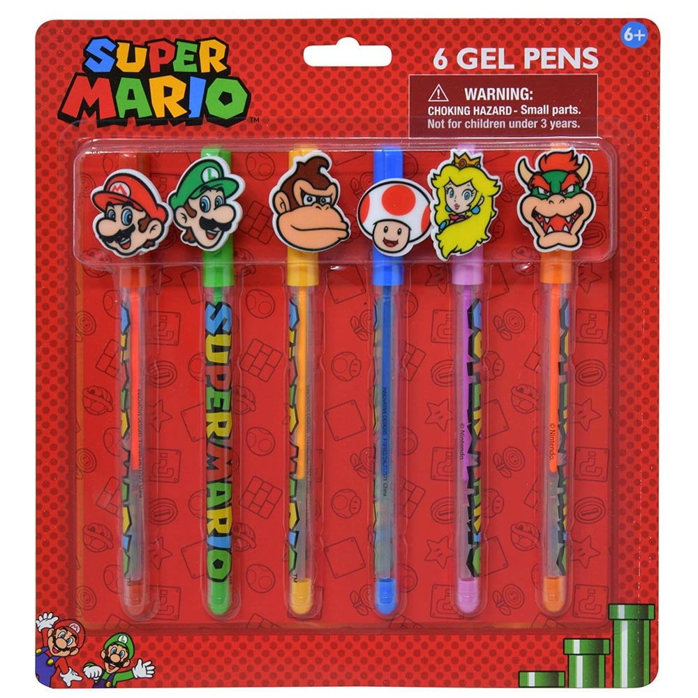 Super Mario 6 Pack Gel Pens - Walmart.com