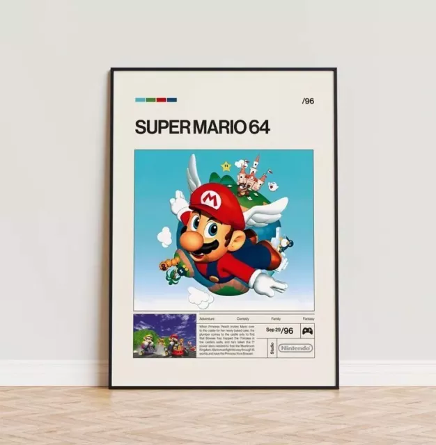Super Mario 64 Poster, Video Game Poster, Minimalist Game Print, Gaming ...