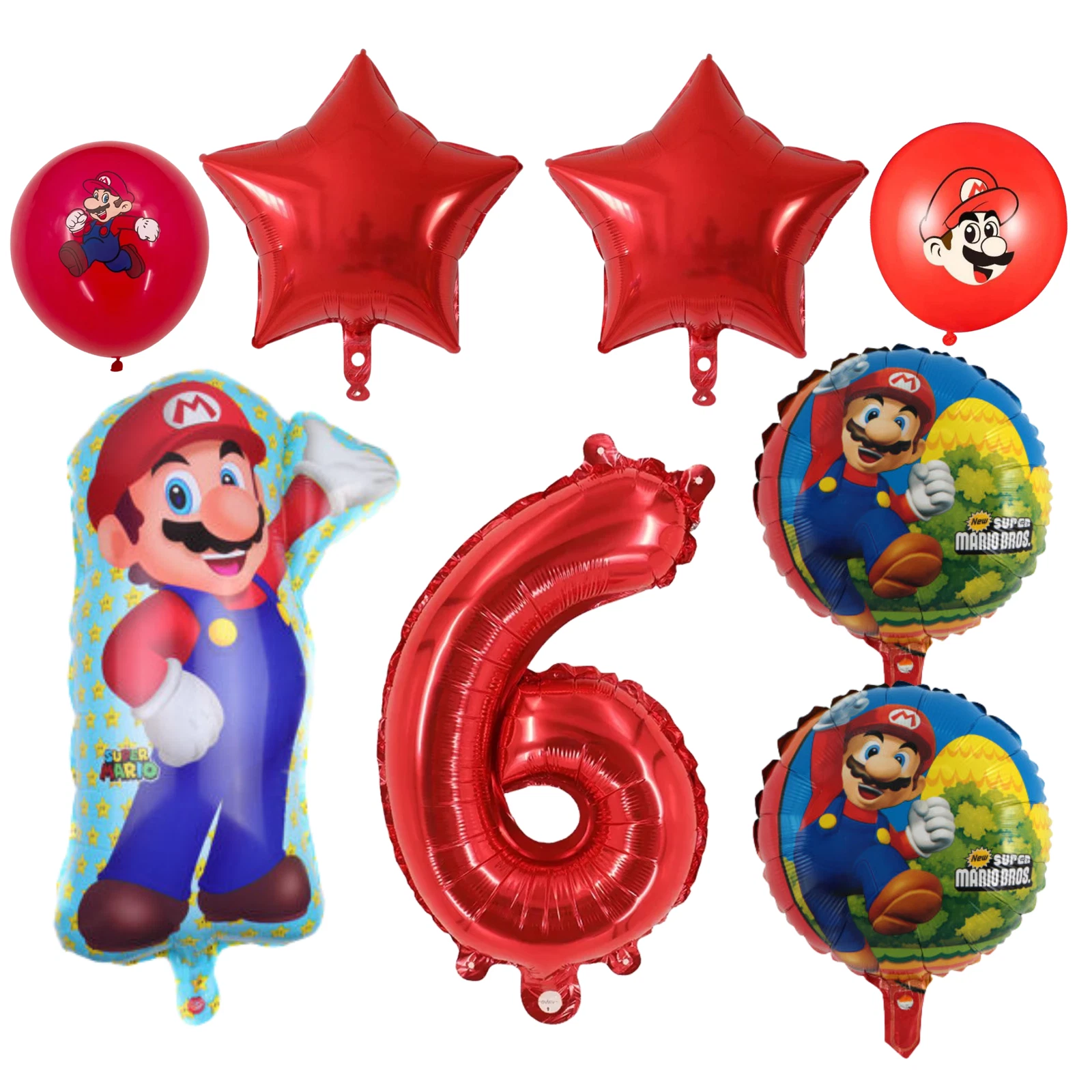 Super Mario 6Th Birthday Party Balloons Set Red Blue Balloons - Walmart.com