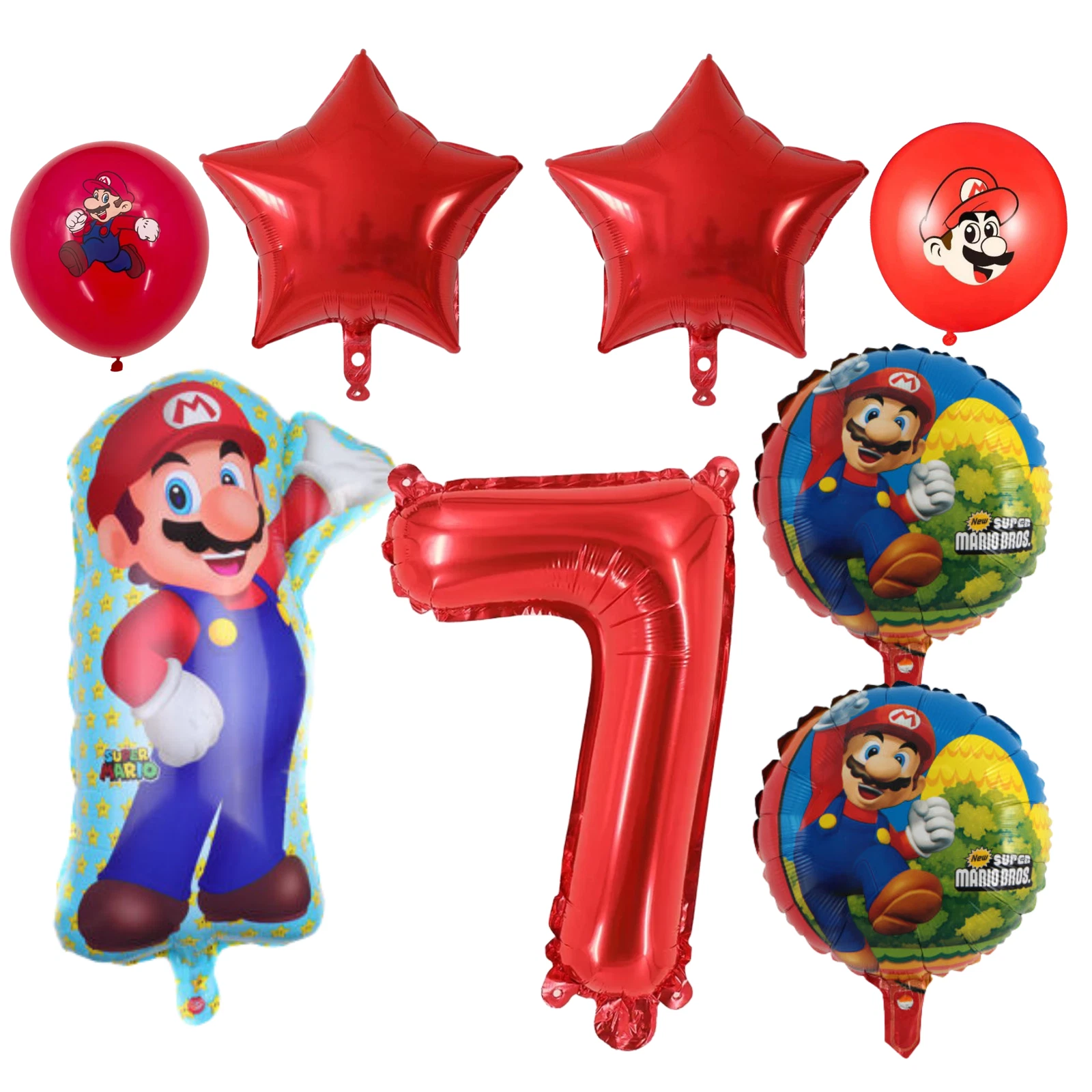 Super Mario 7Th Birthday Party Balloons Set Red Blue Balloons - Walmart.com