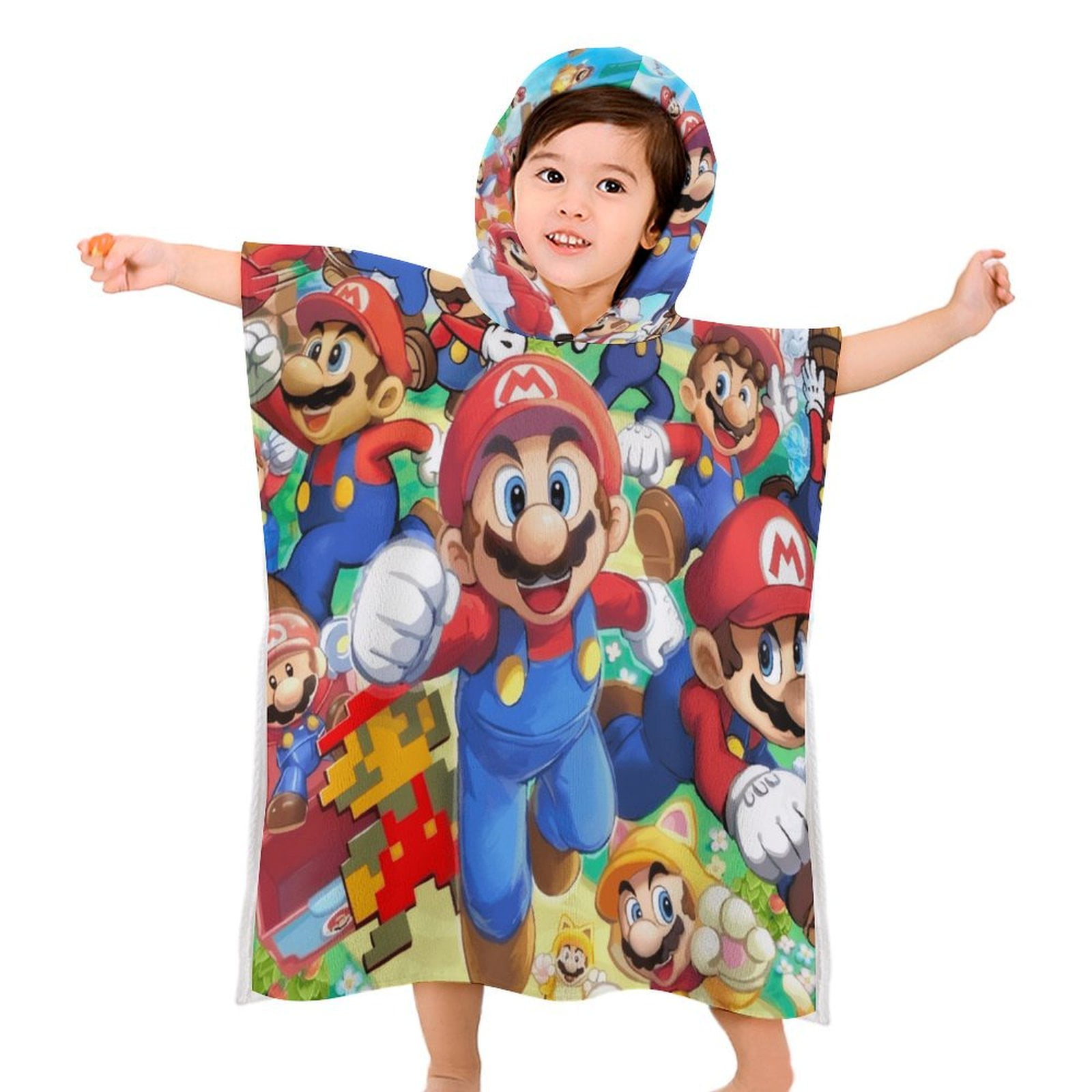 Super Mario (8) Children's hooded towel for bathing beach and pool ...