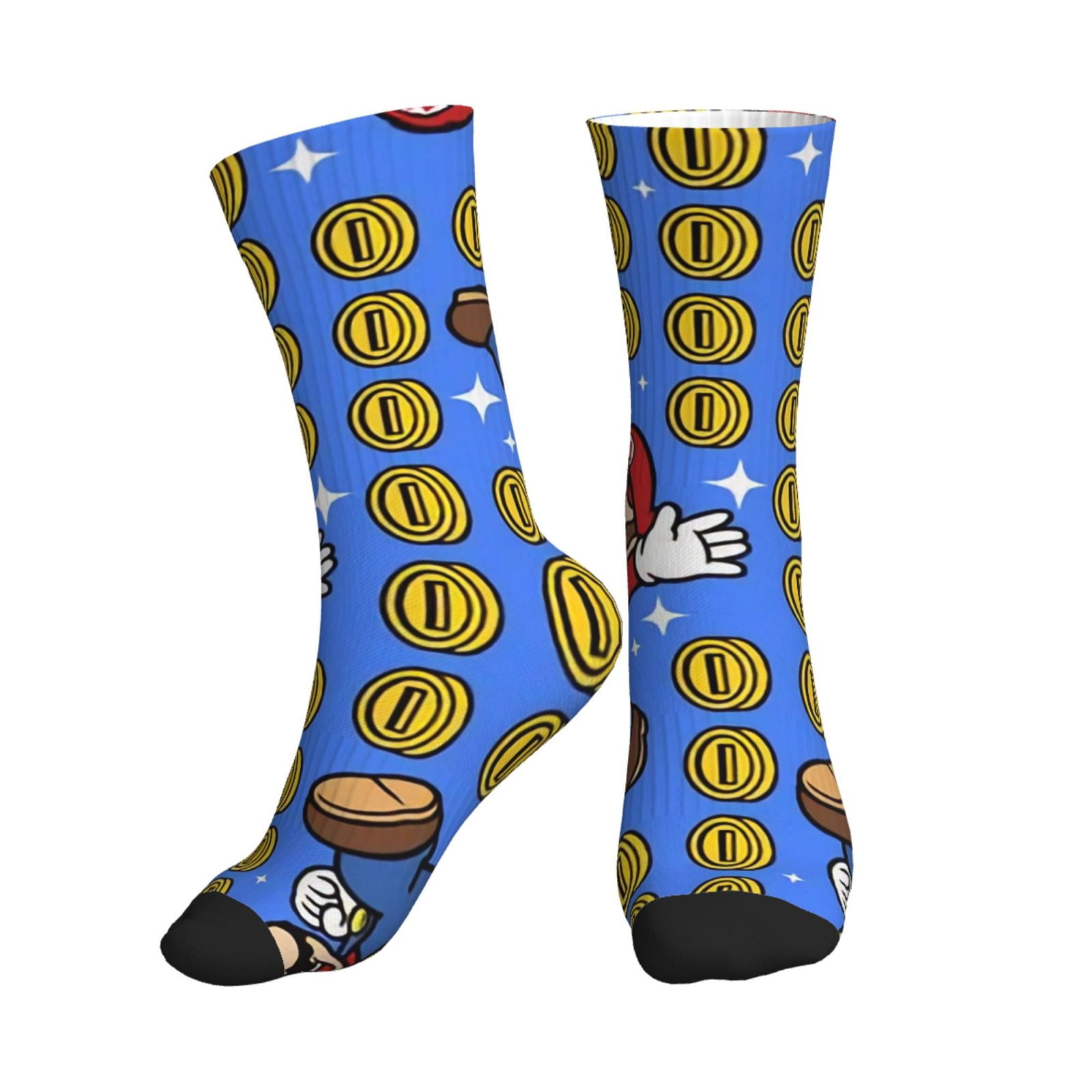 Super Mario And Coins Crew Socks, Funky Silky Comfort Socks For Men ...